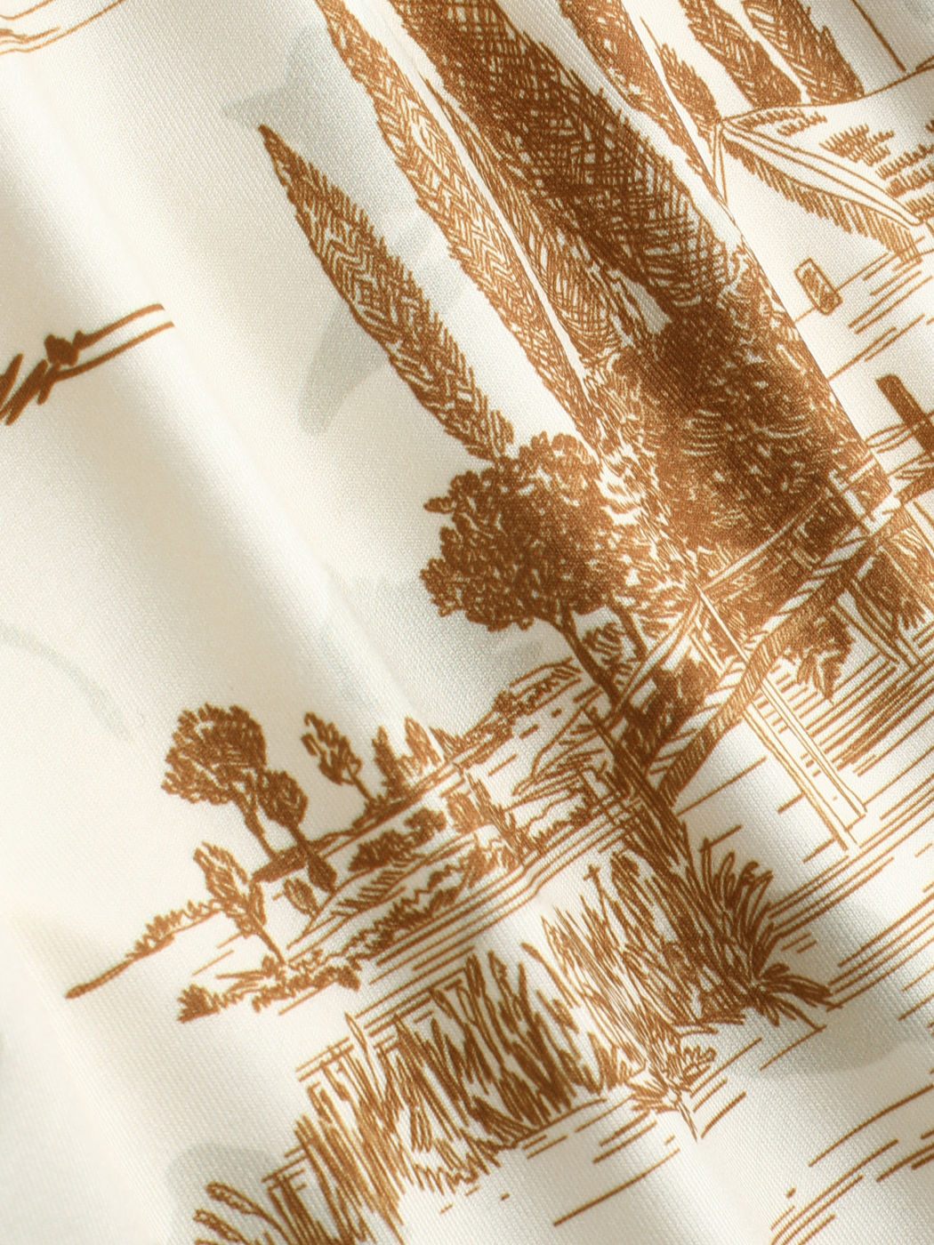 Knit Fabric Toile de Jouy Corset V Wired Bodysuit For Vacation