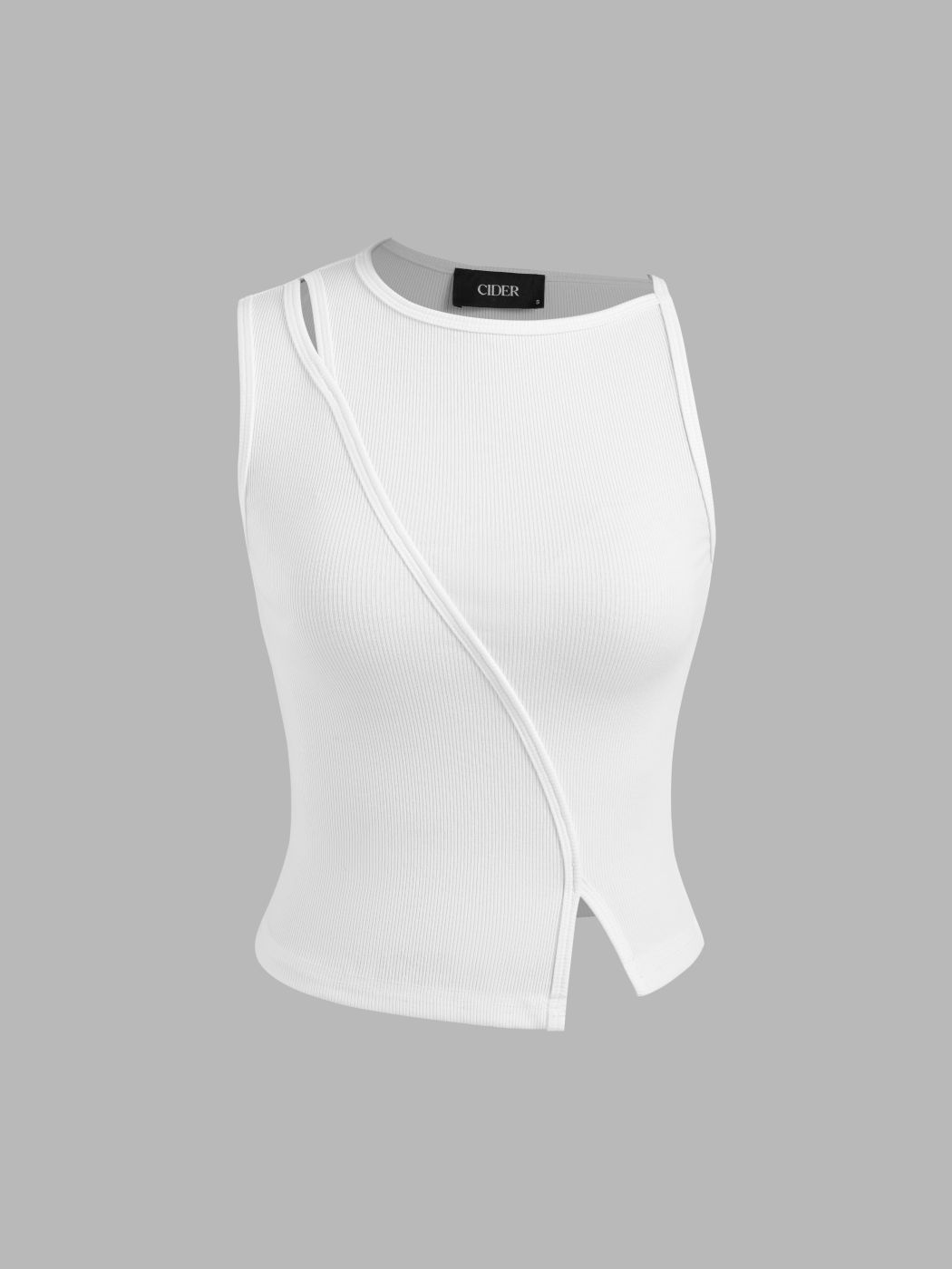 Solid Asymmetrical Split Tank Top - Cider