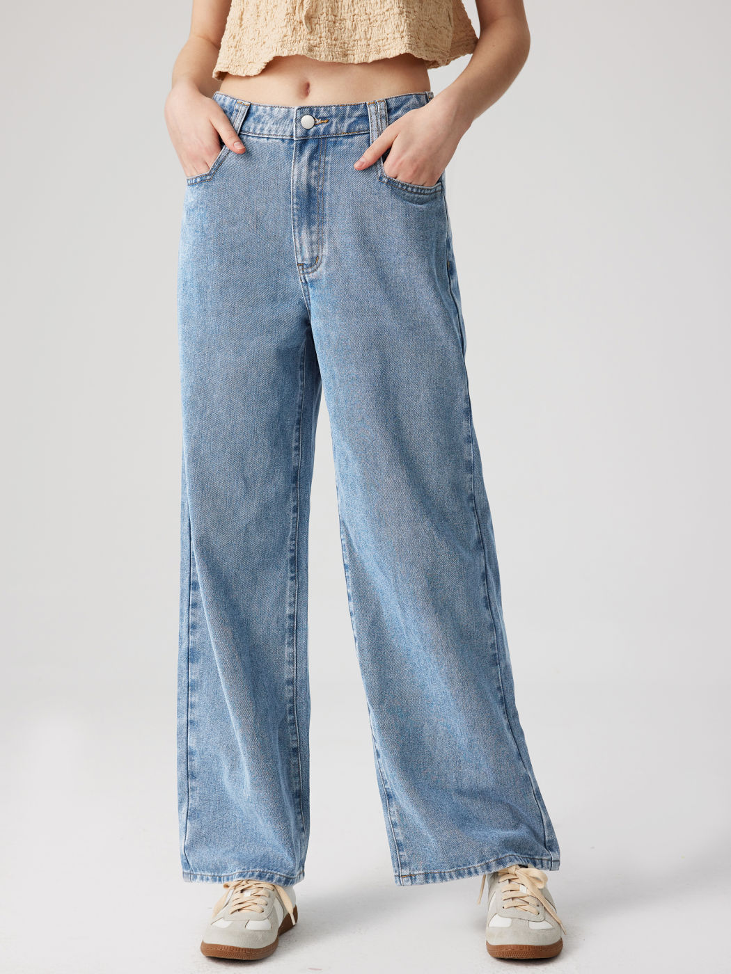 Denim Denim Buckle Wide Leg Jeans For School Daily Casual