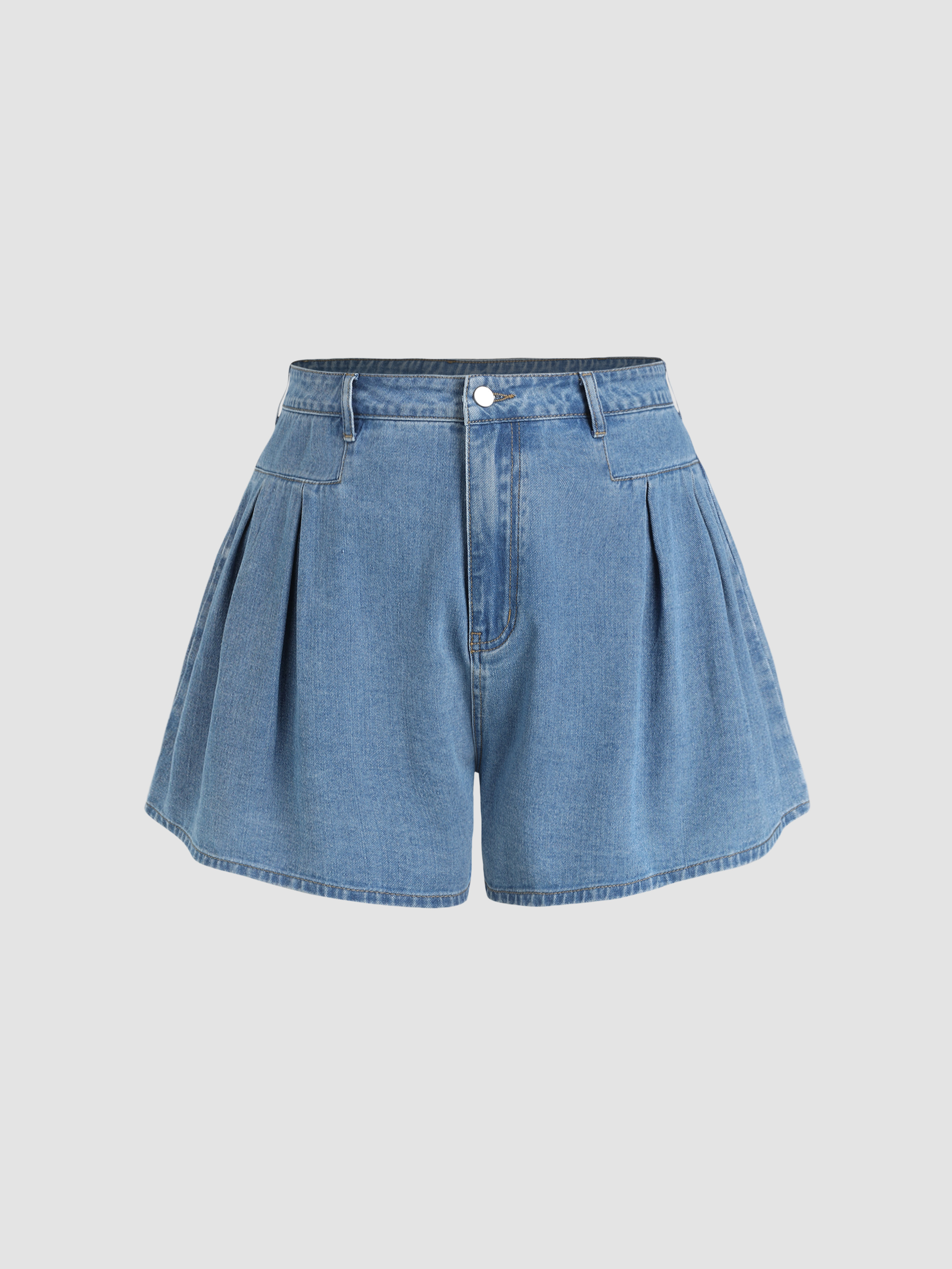 Denim Denim Pleated Wide Leg Ultra Shorts Curve & Plus For Daily Casual ...