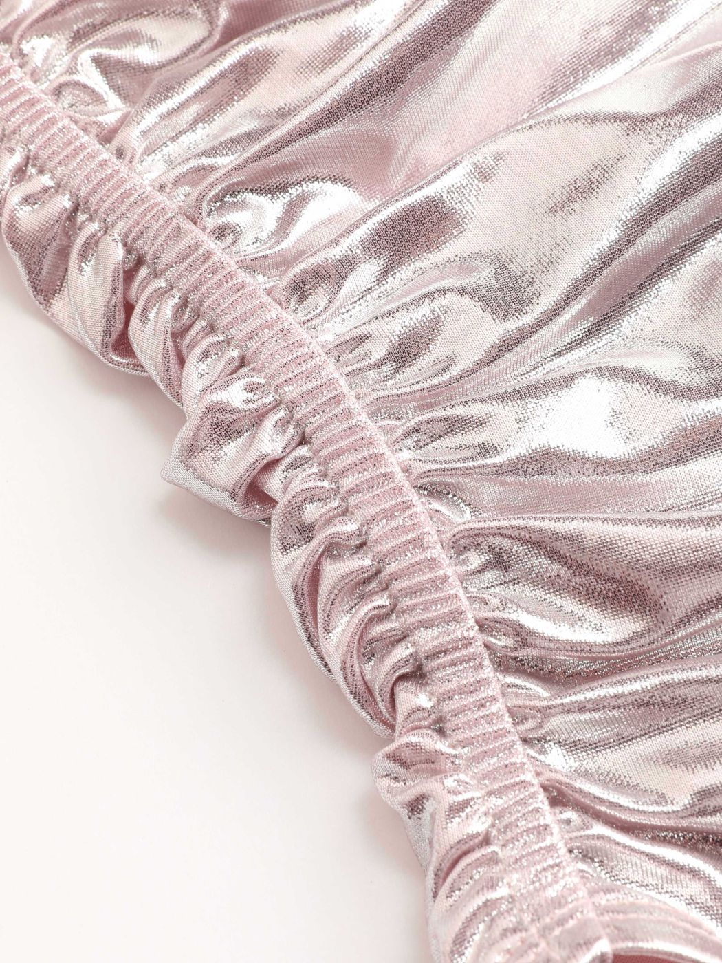 Metallic Ruched Crop Tube Top - Cider