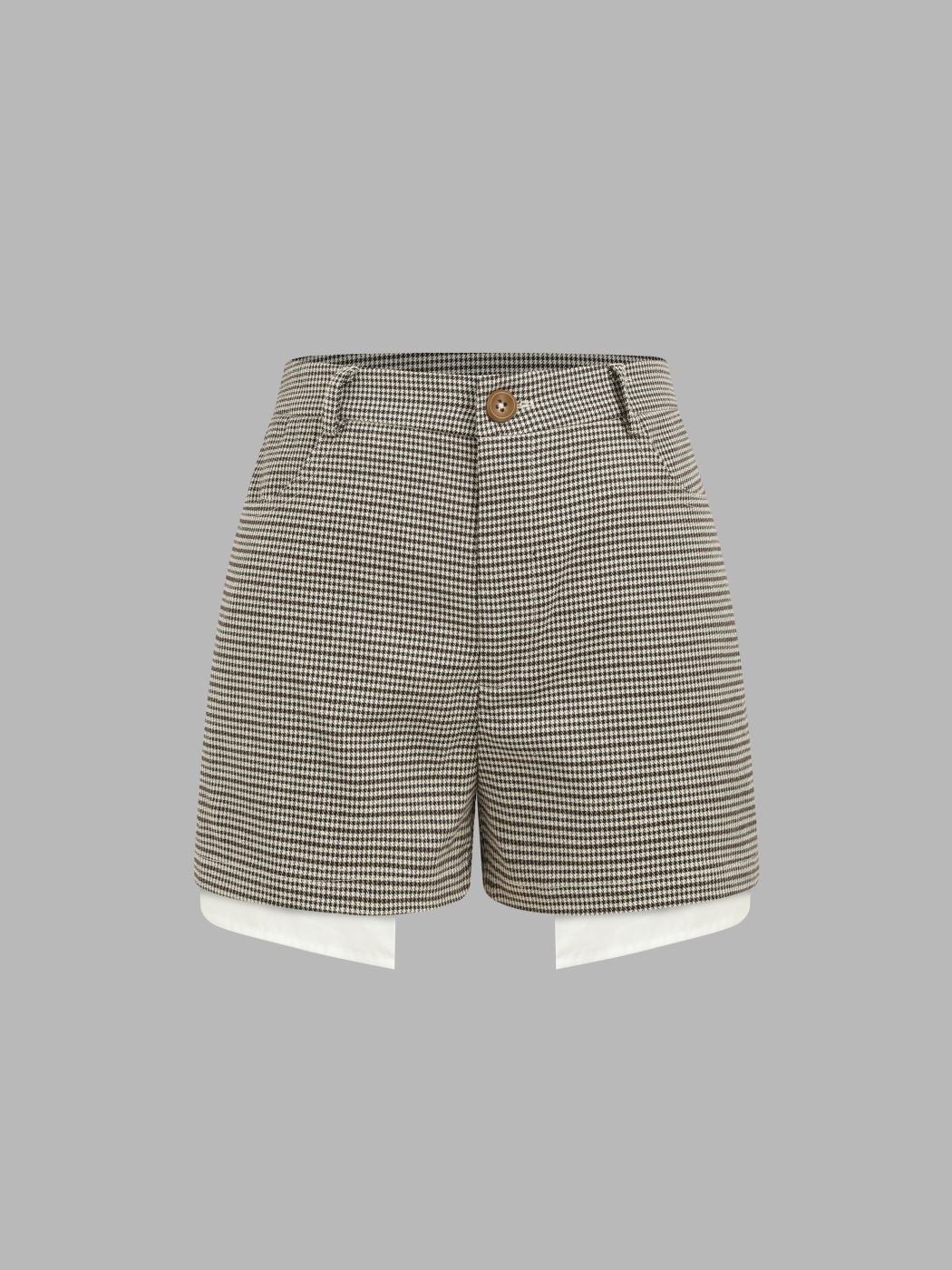 Woven Houndstooth High Waist Shorts For Daily Casual Work