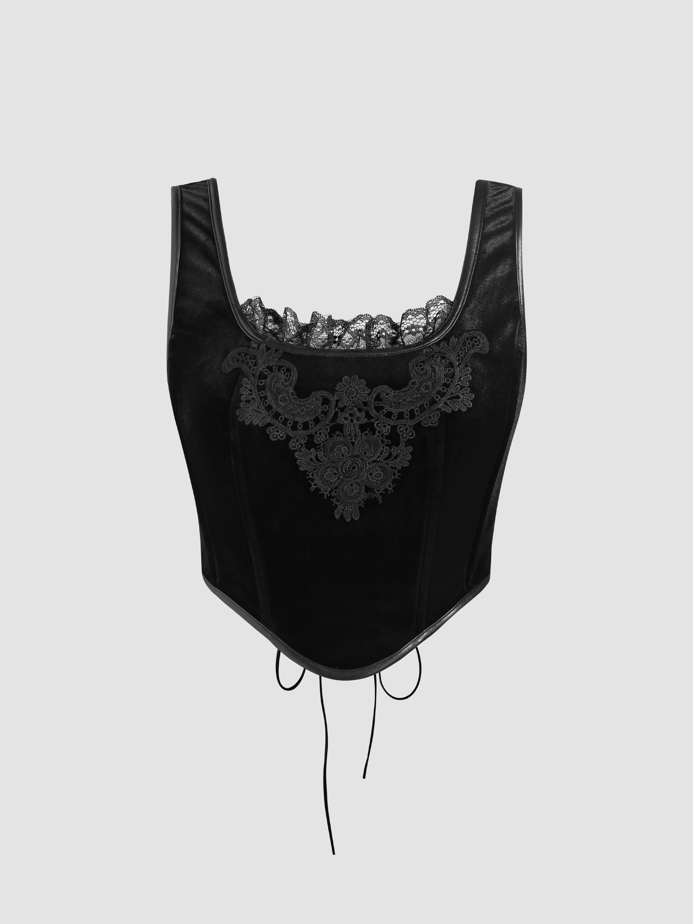 Velvet Scoop Neckline Lace Up Cami Top Cider