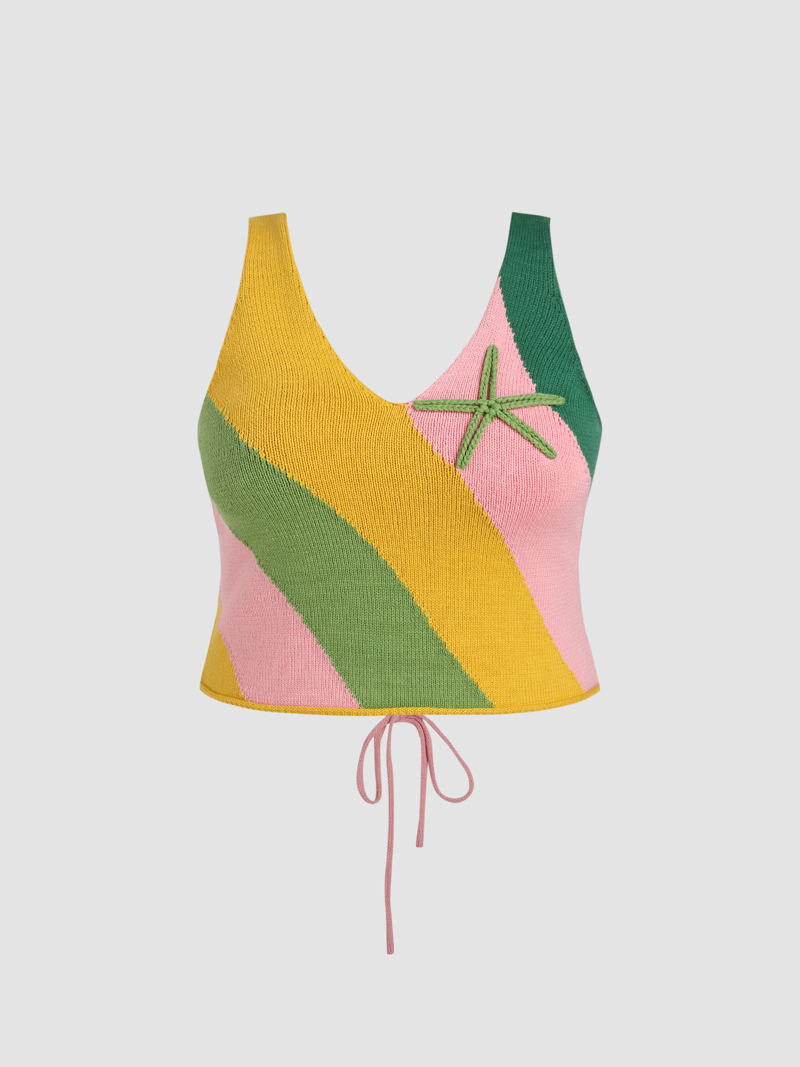 Crochet Starfish Patchy Lace Up Crop Top Curve & Plus For Vacation