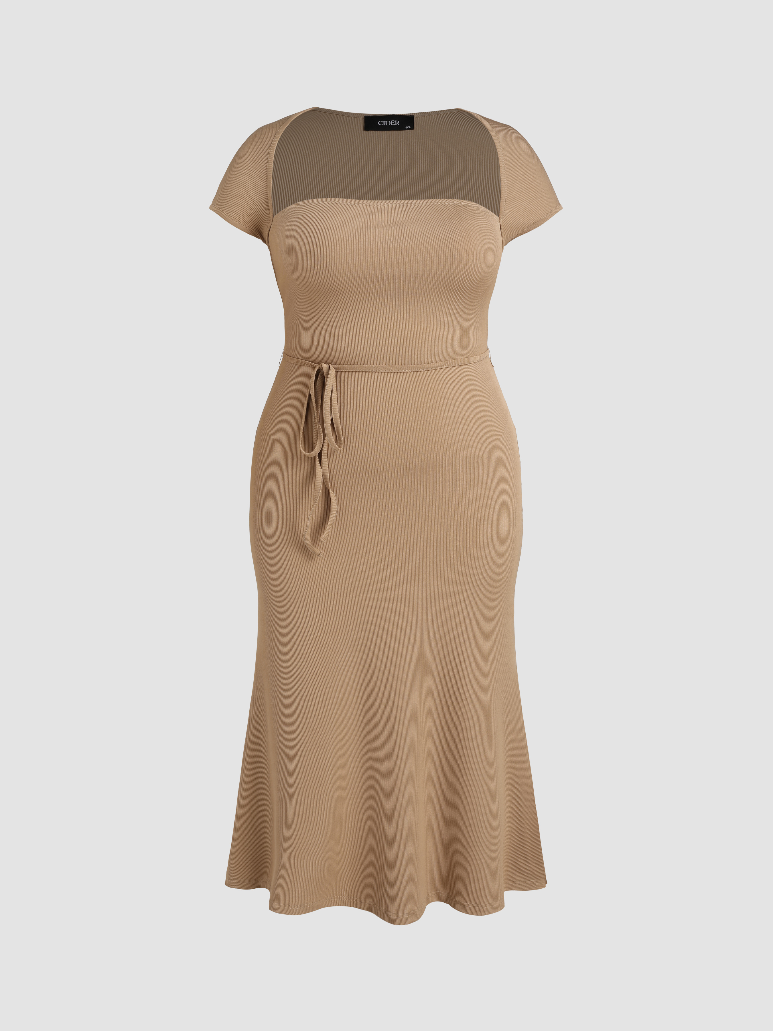 Knotted Square Neck Mermaid Maxi Dress Curve & Plus - Cider