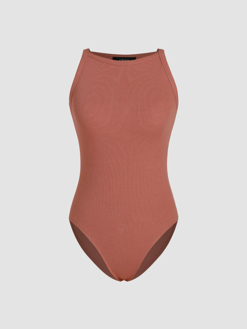 Knit Fabric Round Neckline Solid Bodysuit For Daily Casual