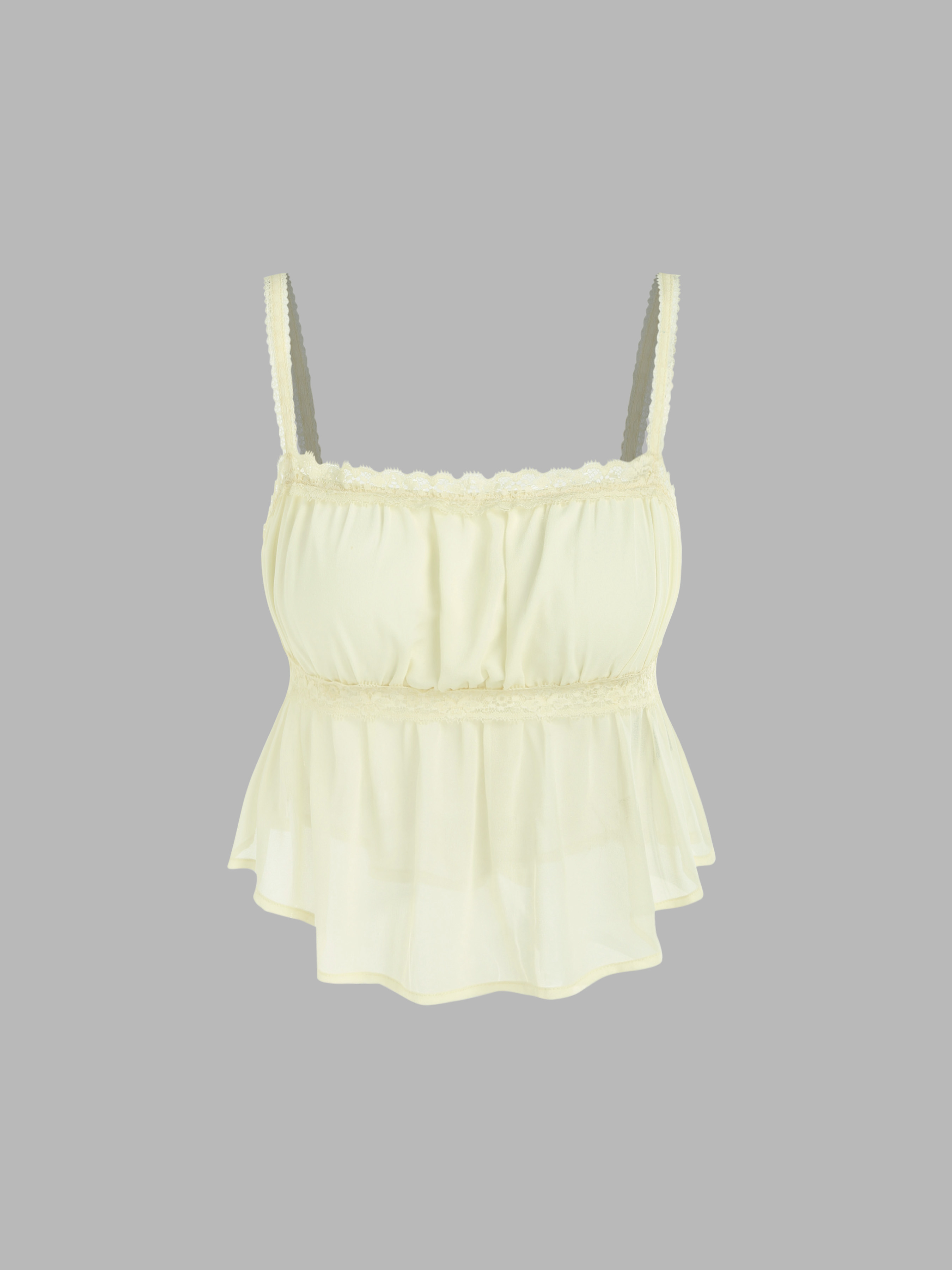 Lace Trim Ruched Crop Top - Cider
