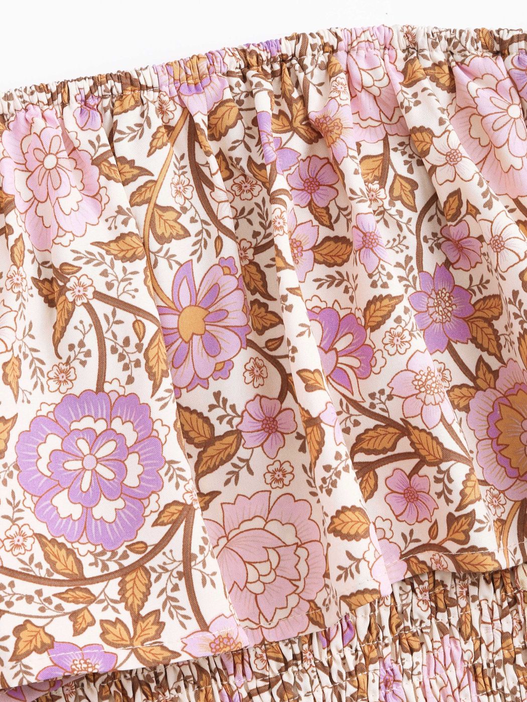 Woven Floral Ruffle Tube Romper For Vacation Holiday