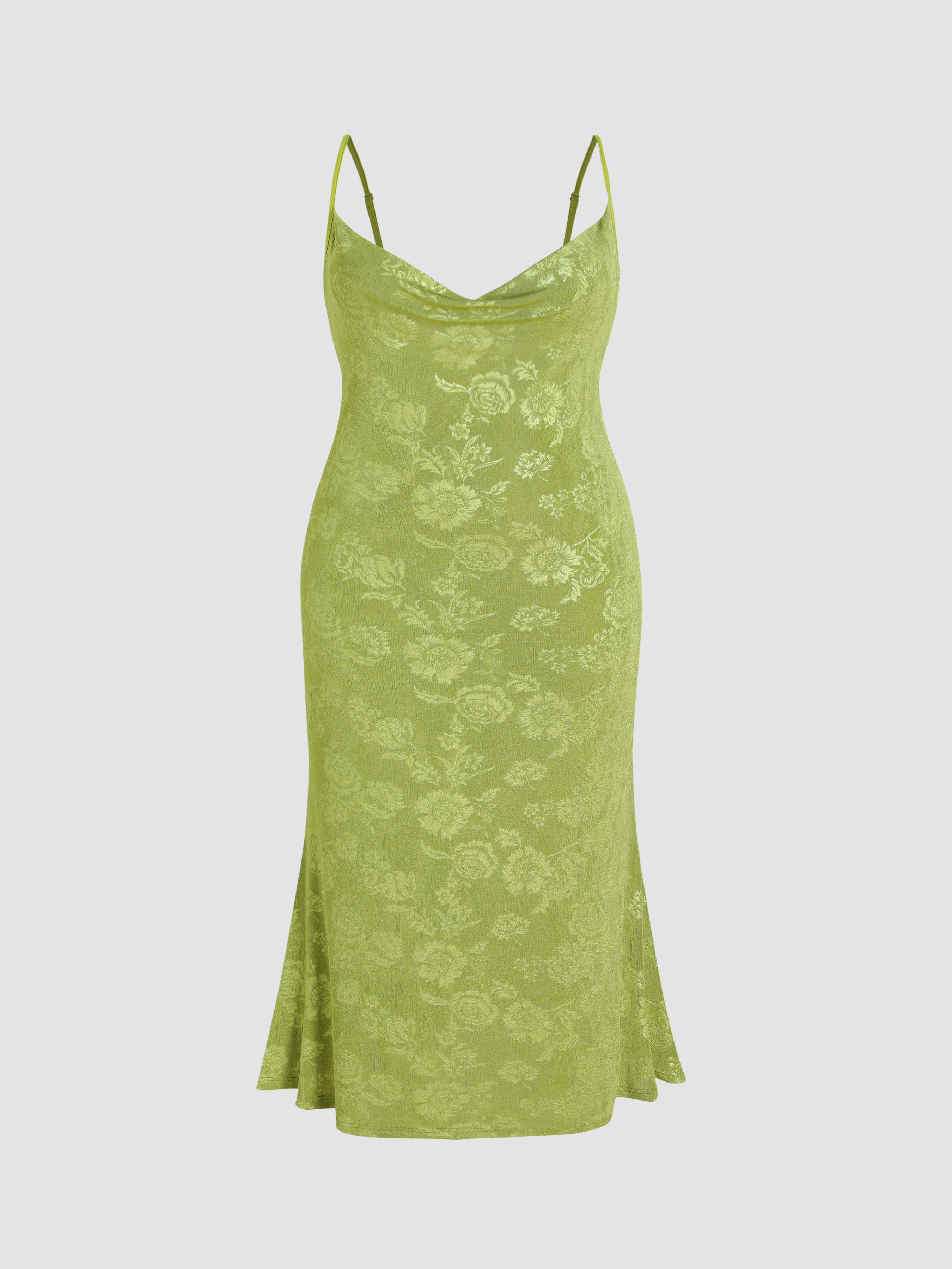 Curve And Plus Floral Jacquard Mermaid Maxi Dress For Date Party Clubbing