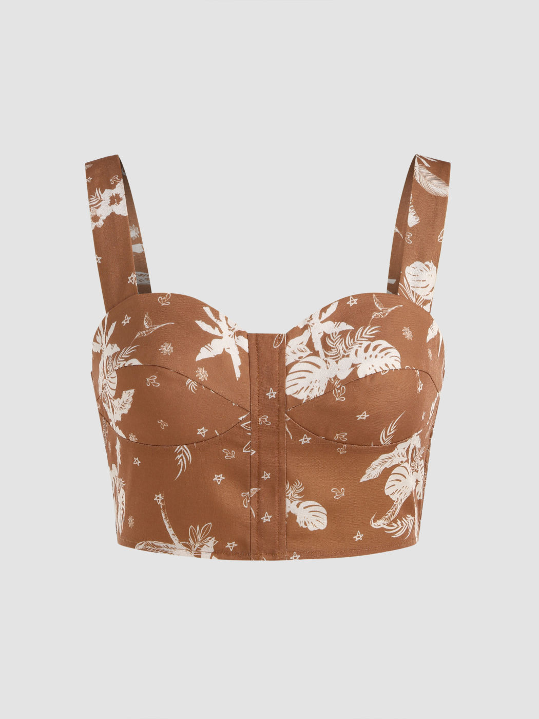Woven Floral Shirred Cami Crop Top For Vacation Holiday