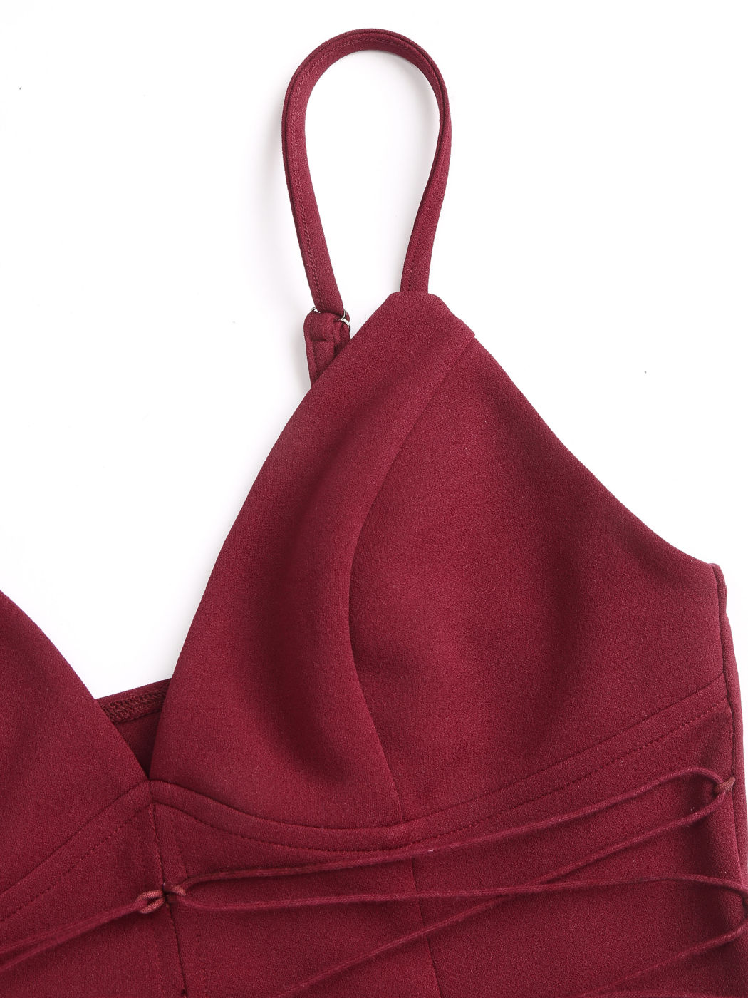 V Neck Solid Corset Lace Up Crop Cami Top Cider