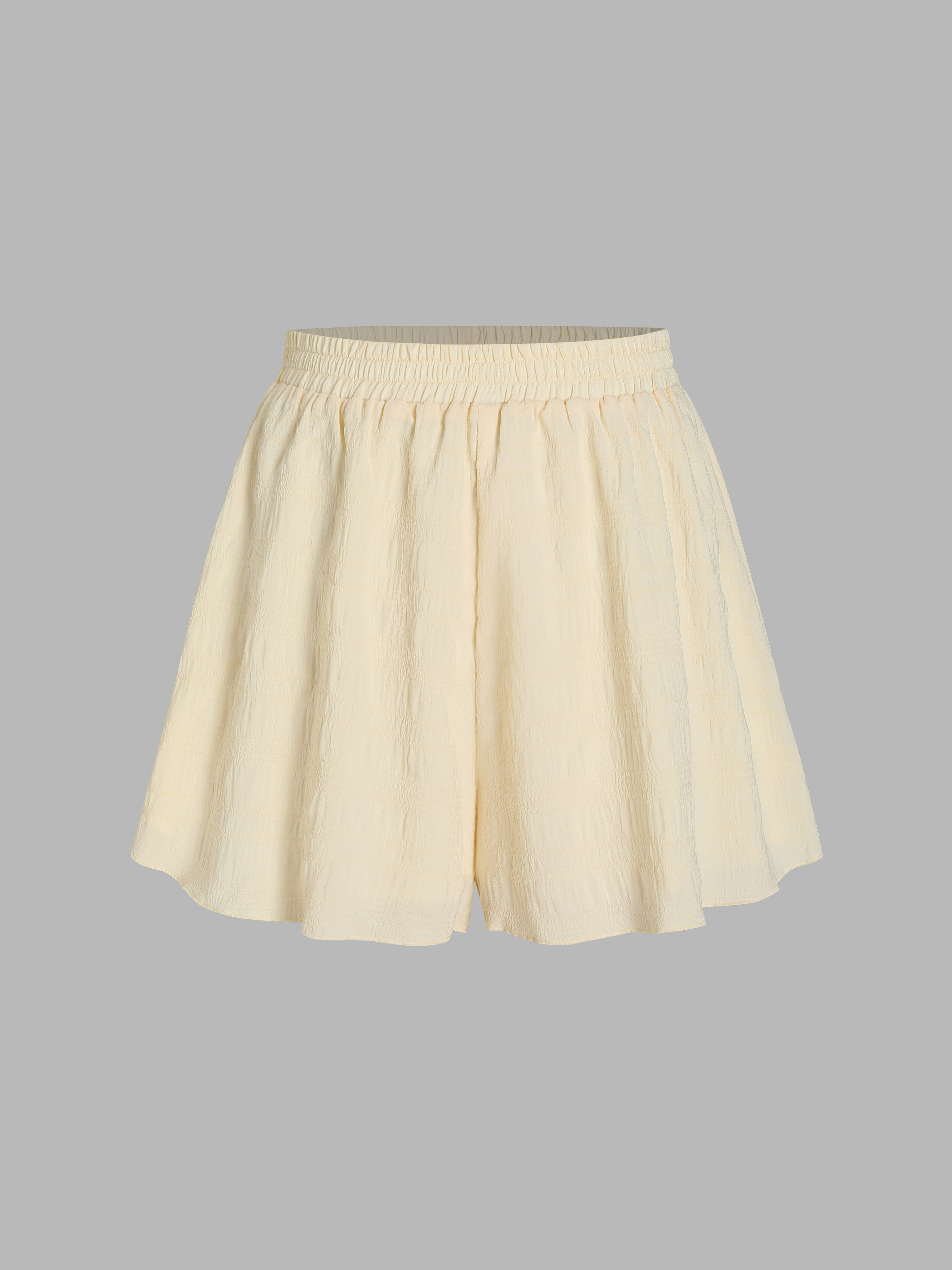 Woven High Waist Texture Wide Leg Mini Shorts For Daily Casual Picnic Holiday