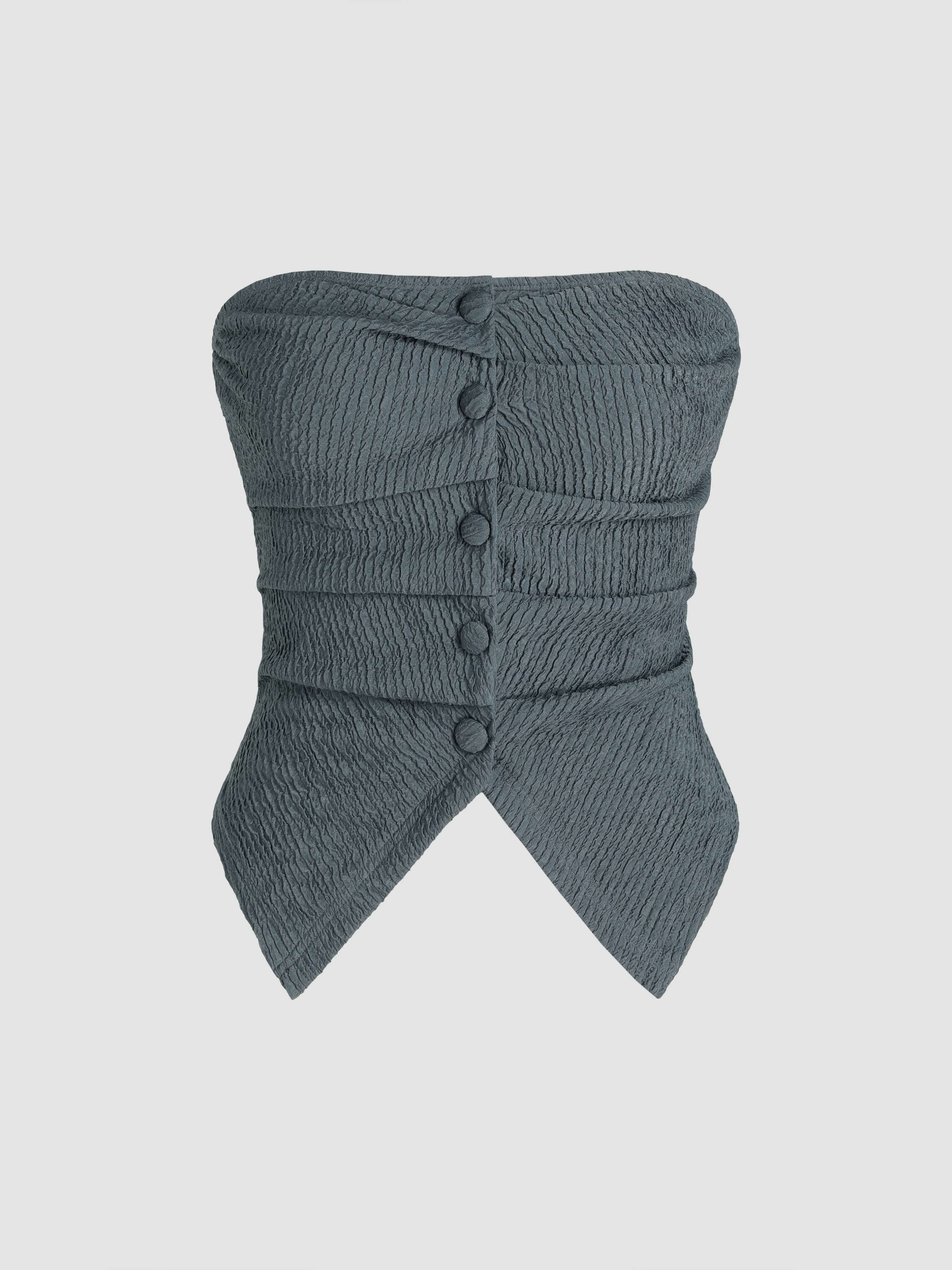 Woven Solid Texture Button Tube Top For Party/Clubbing Vacation Holiday