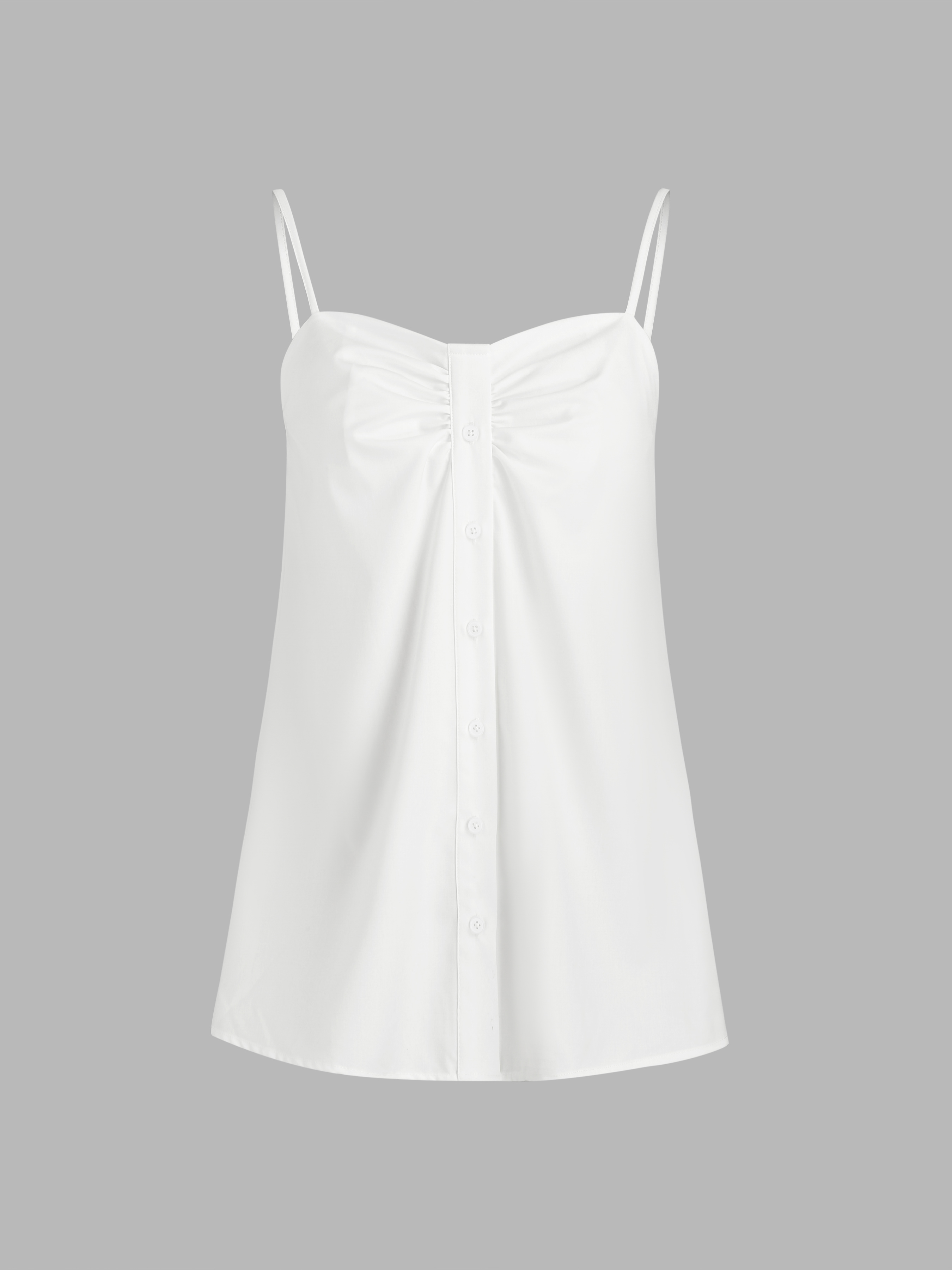 Woven Solid Square Neck Ruched Cami Top For Daily Casual Home Vacation