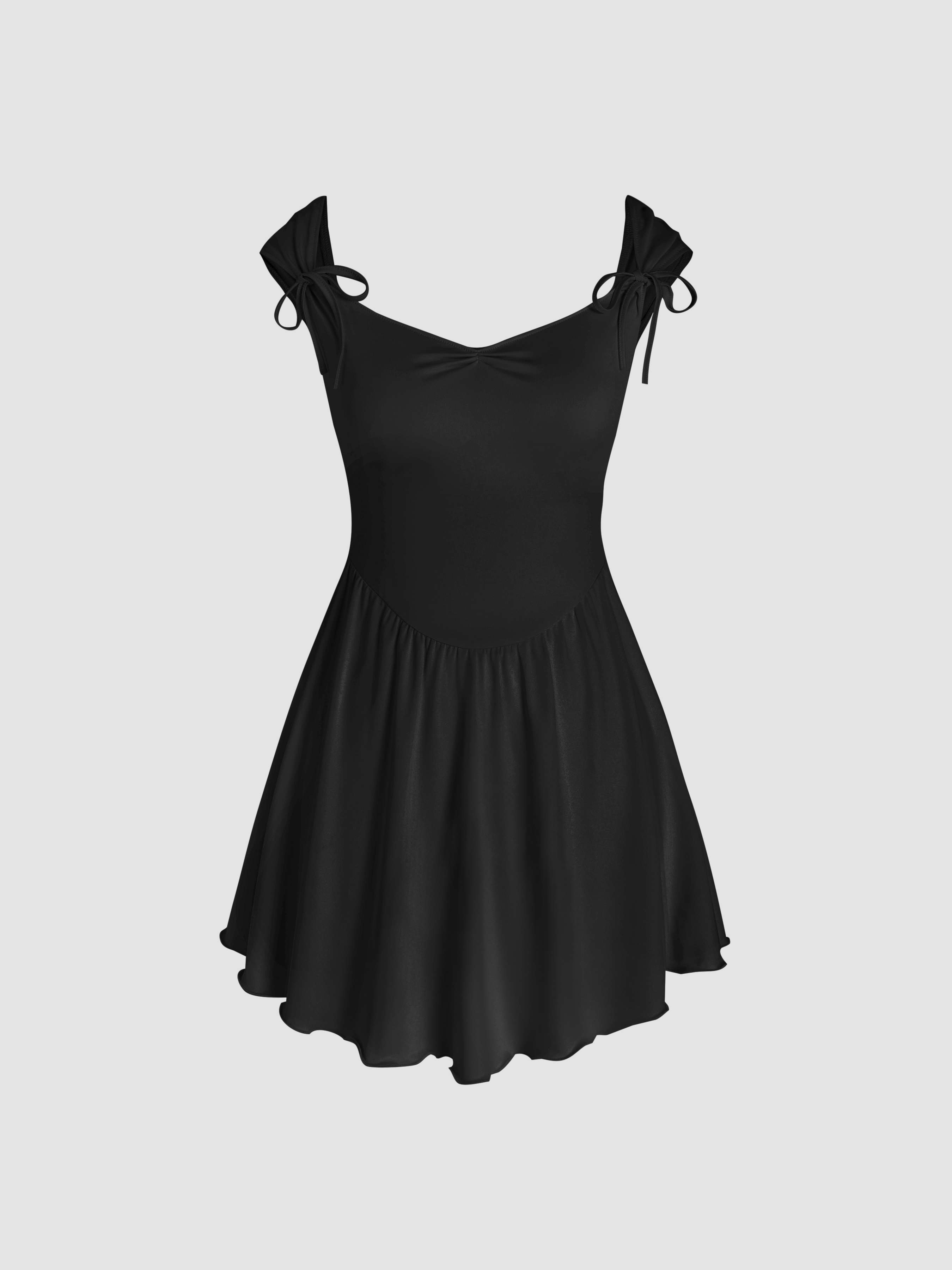V Neck Ruched Knotted Mini Dress For Date