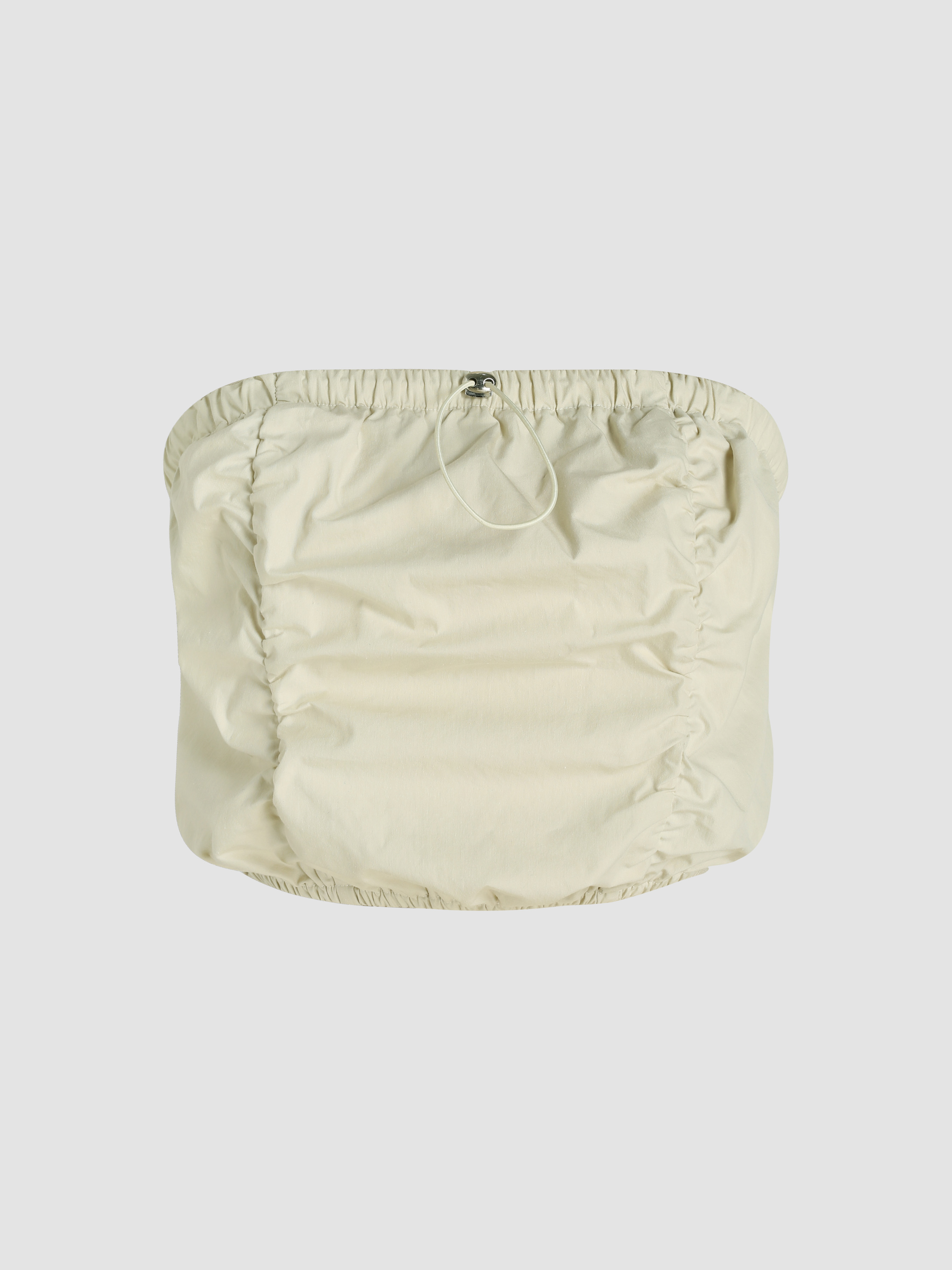 Solid Drawstring Crop Tube Top For Daily Casual Holiday