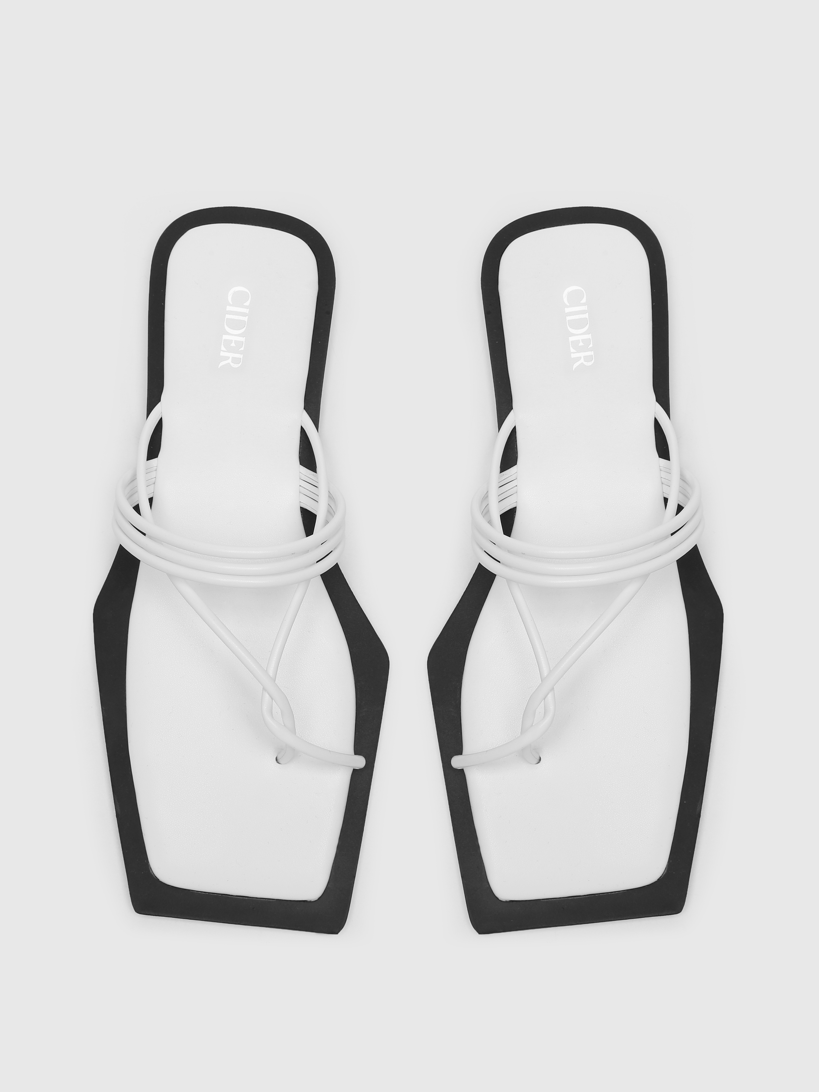 Contrasting Multi Strap Toe Post Slippers For Vacation Beach