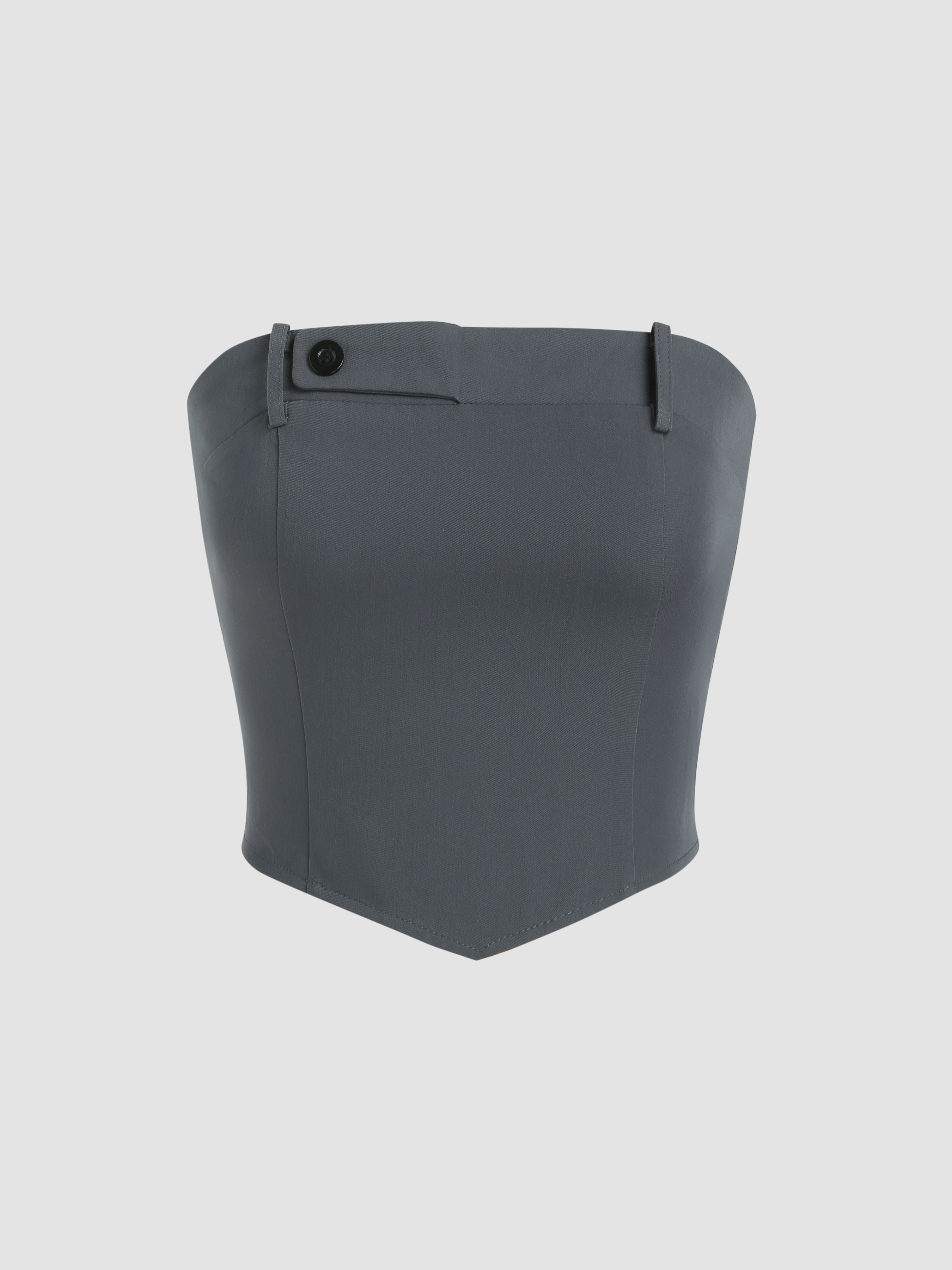 Woven Solid Belt Loop Corset Tube Top For Vacation Holiday