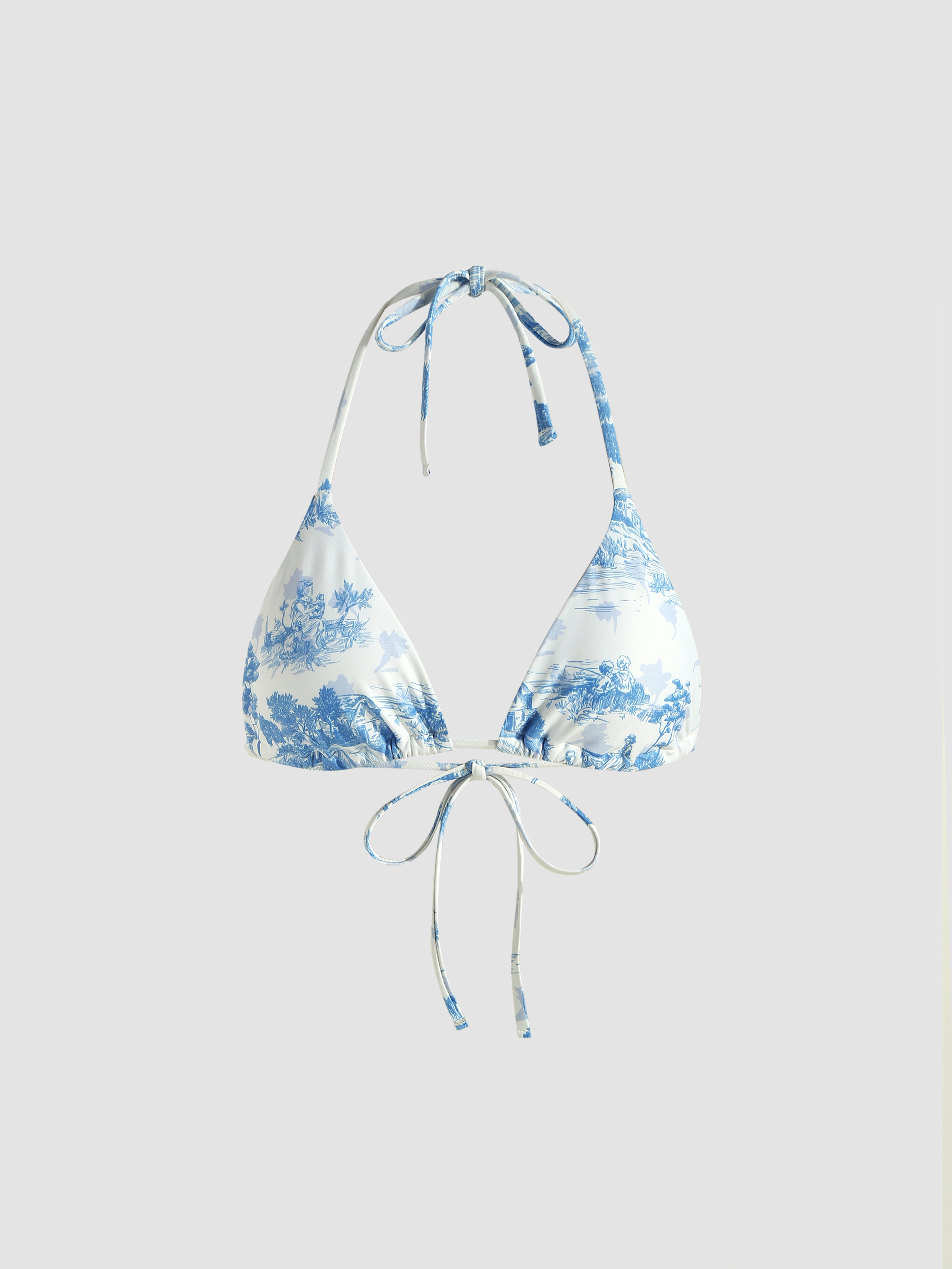 Halter Landscape Painting Tie Back Triangle Bikini Top For Vacation ...