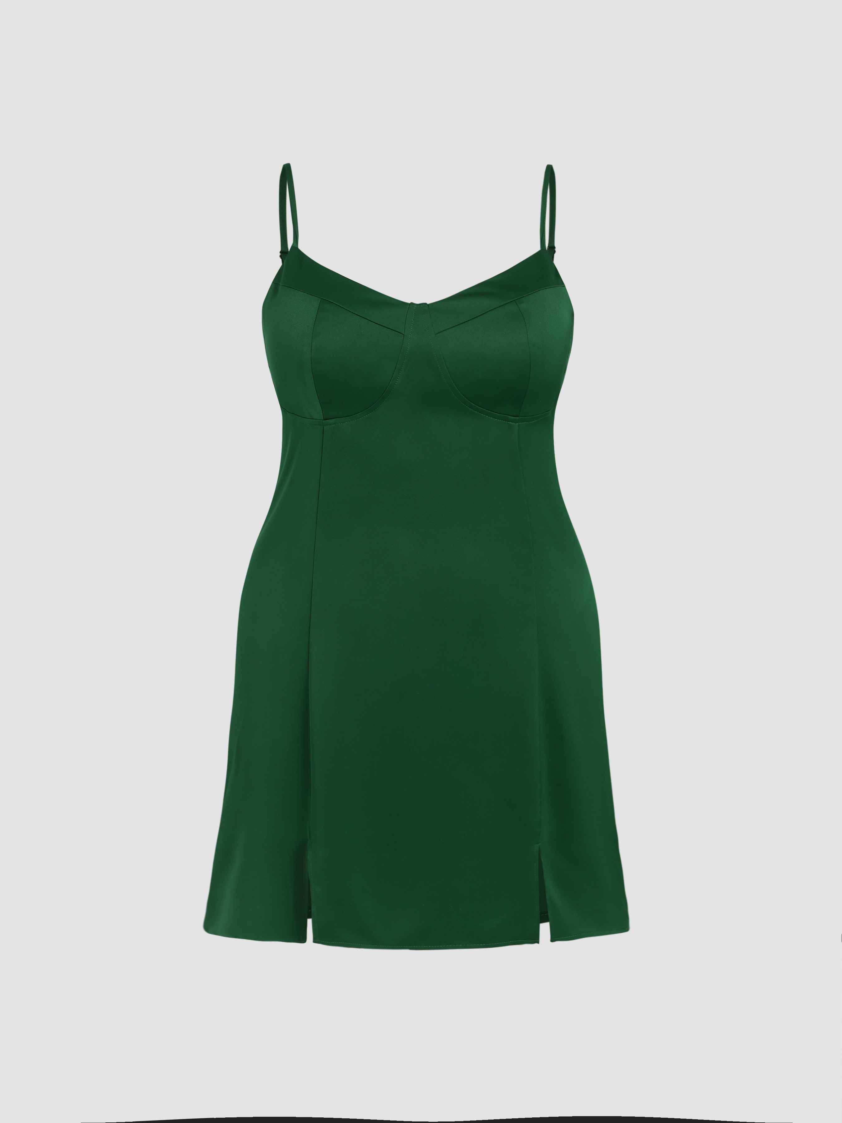 Solid Sweetheart Split Mini Dress Curve & Plus - Cider