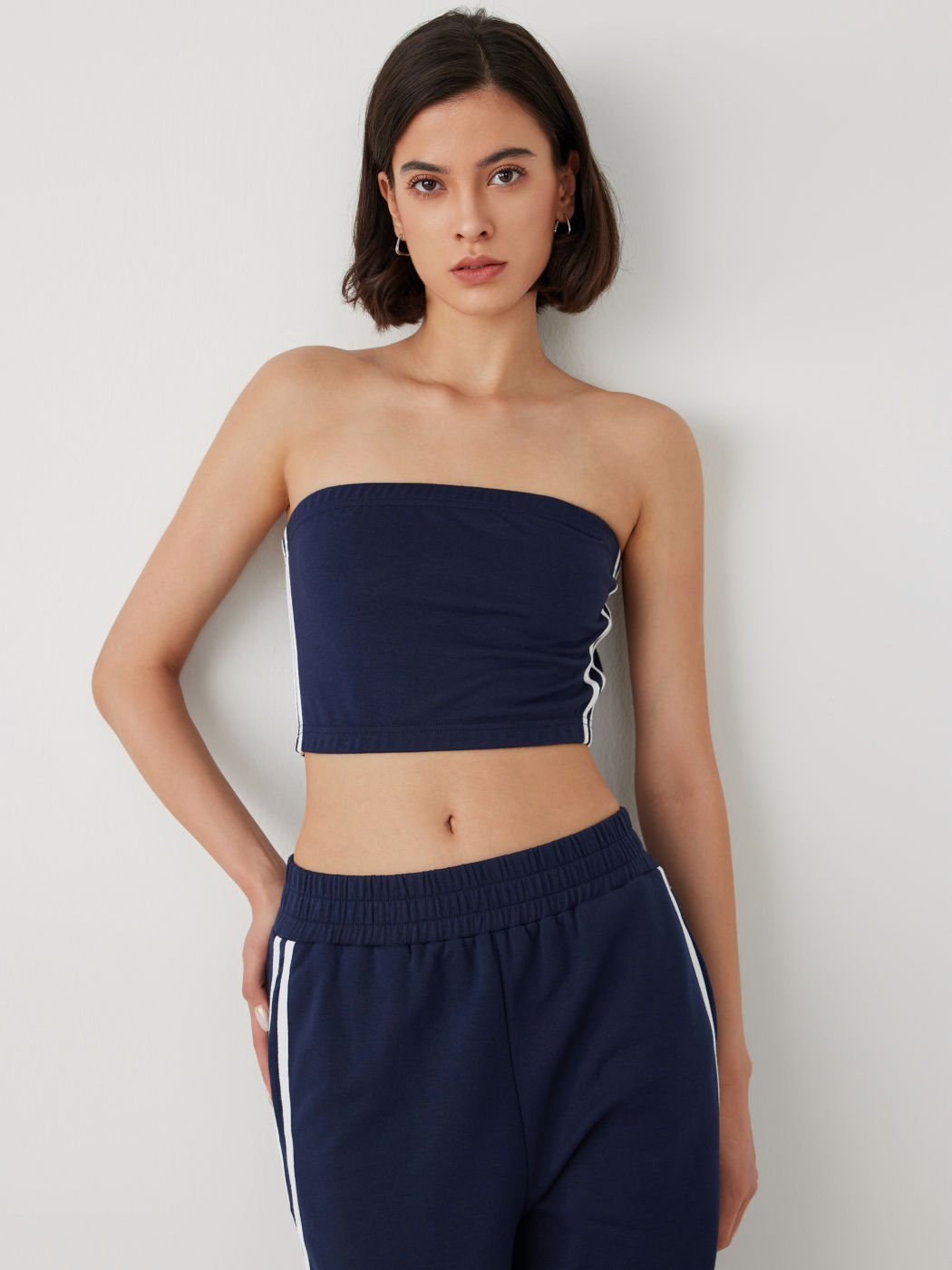 Woven Contrasting Trim Tube Top For Daily Casual School