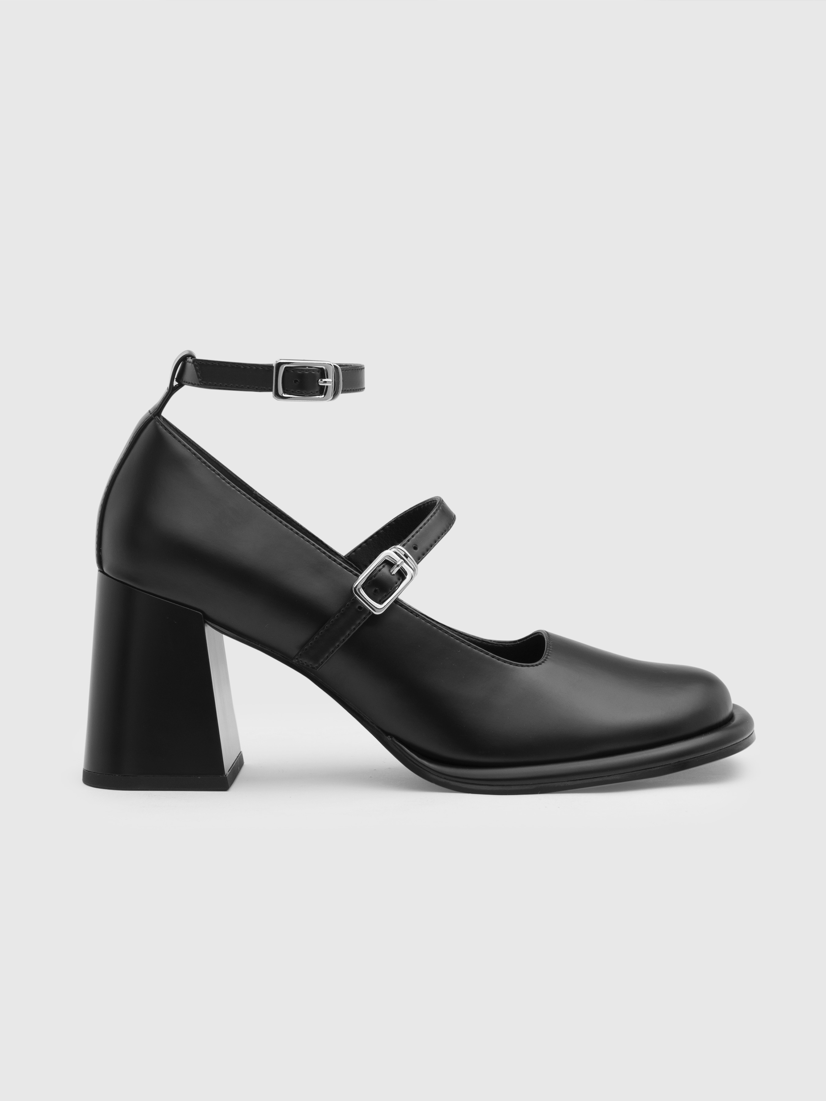Patent Chunky Heeled Mary Jane Shoes - Cider
