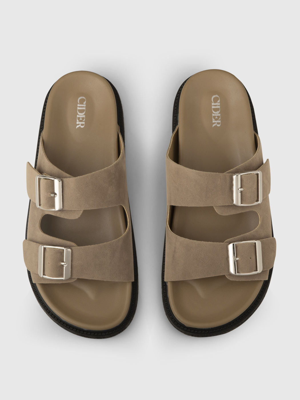 Double Band Buckle Slippers - Cider
