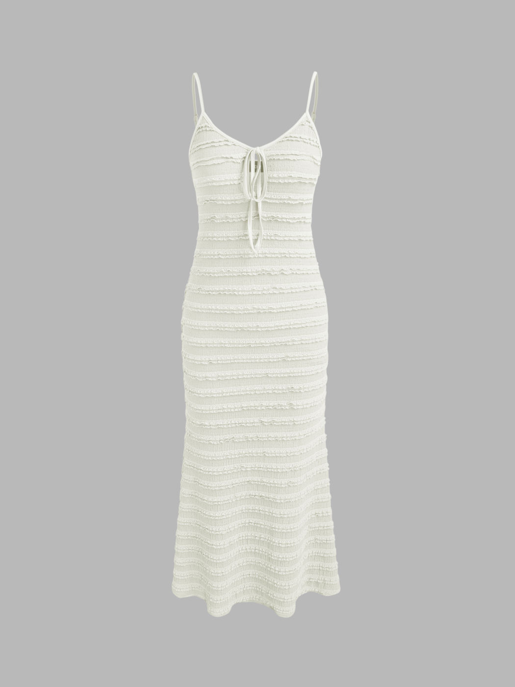 Texture Ruffle Hem Knitted Maxi dress For Vacation