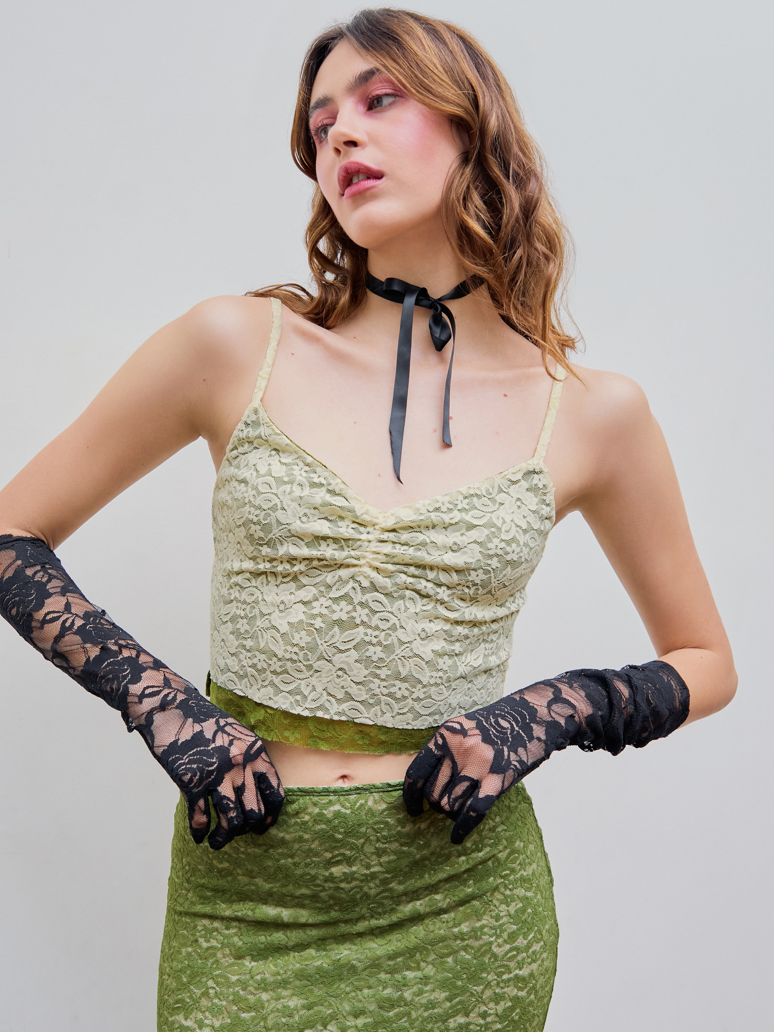 Lace V Neck Cami Top Cider