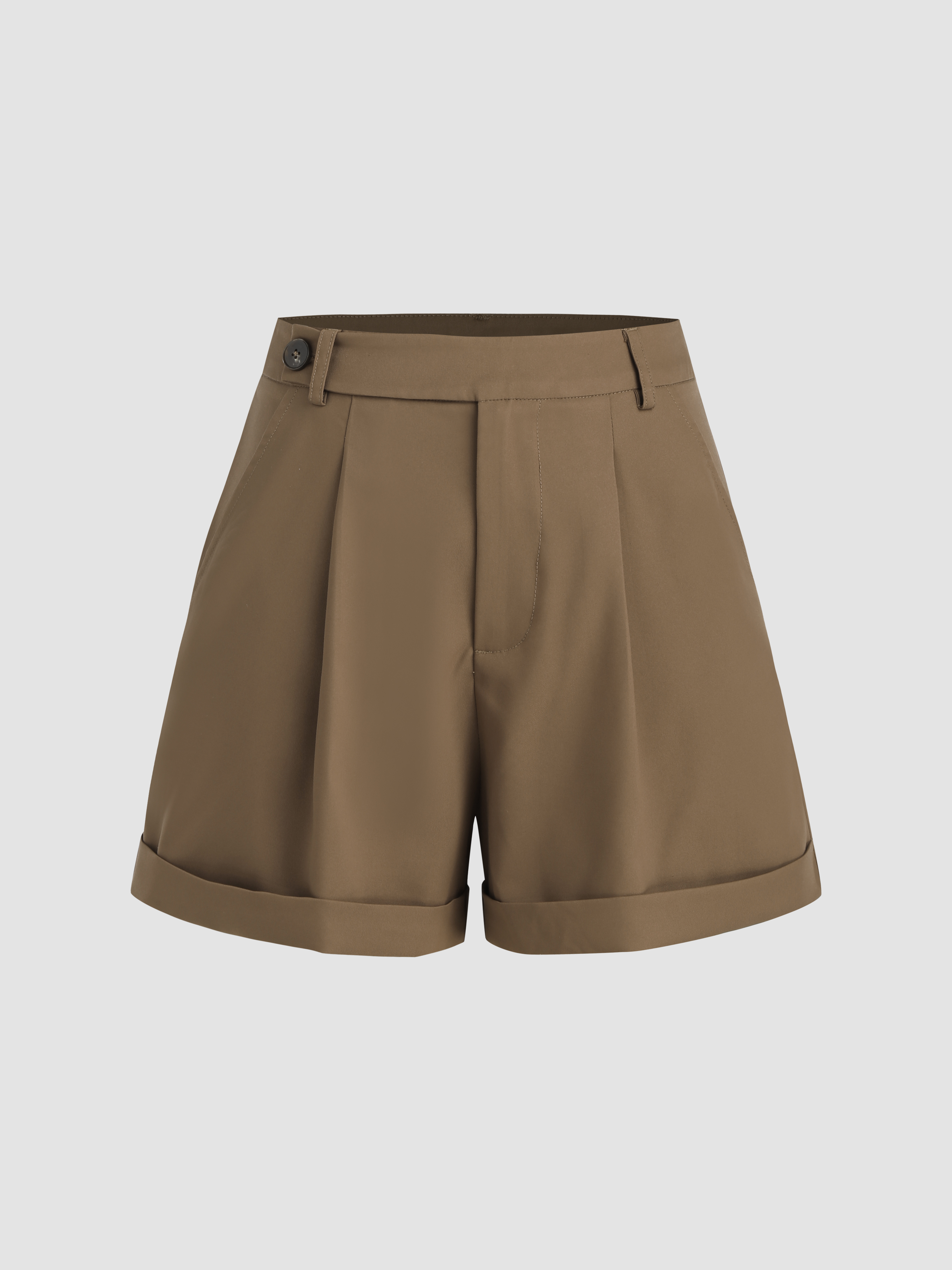 Woven High Waist Solid Wide Leg Button Shorts For Daily Casual Picnic Coffee Shop Work