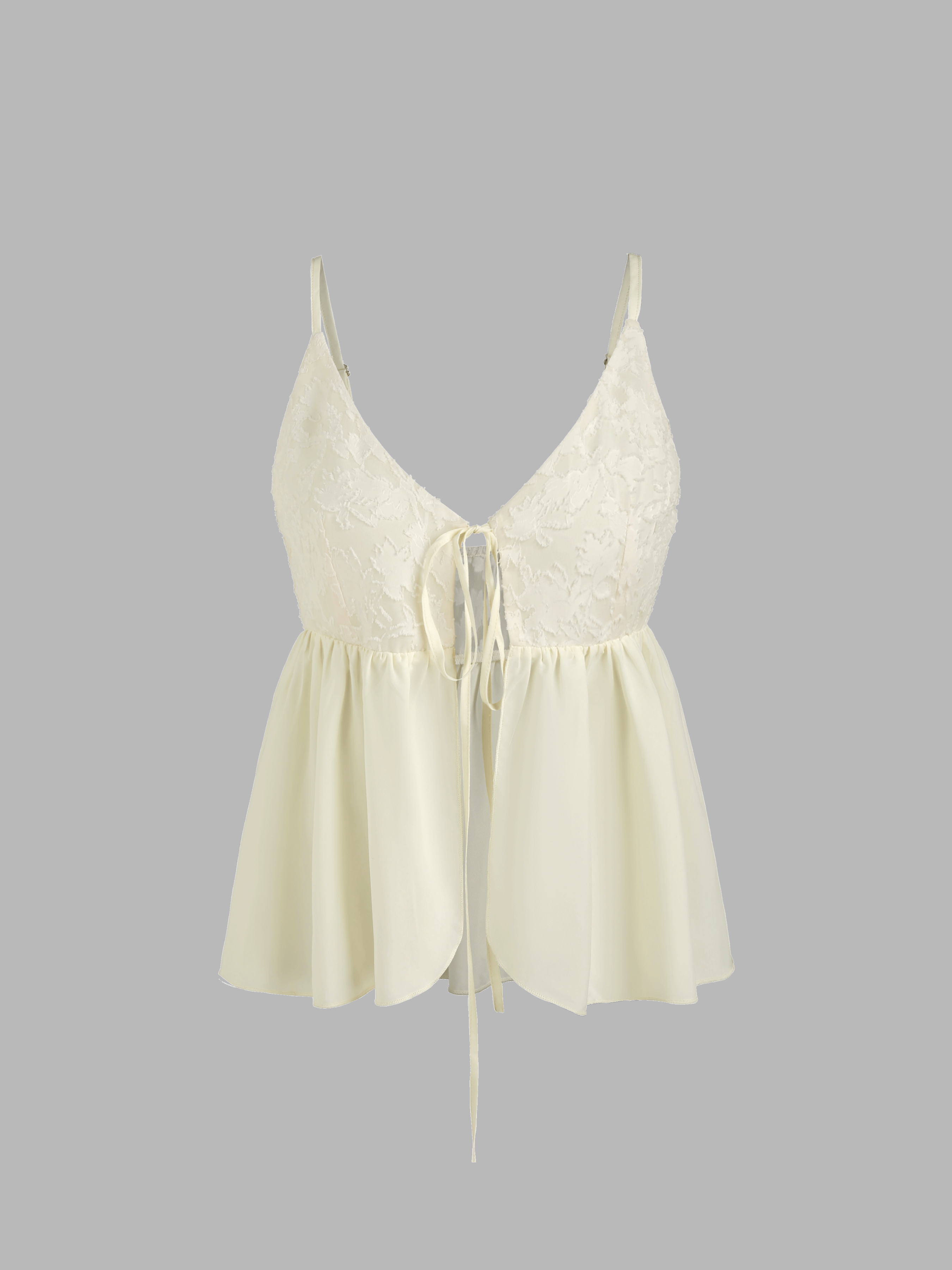 Woven V Neck Lace Ruffle Cami Top For Date