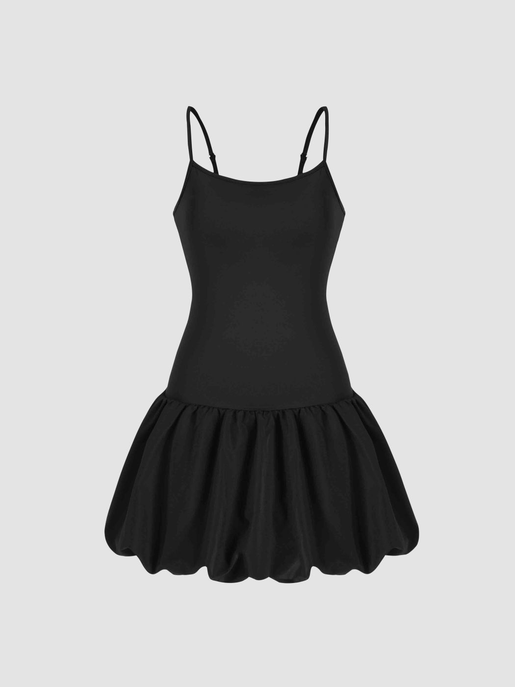 Bubble Ballon Puffball Jersey Woven U-Neck Solid Mini Bubble Dress For ...