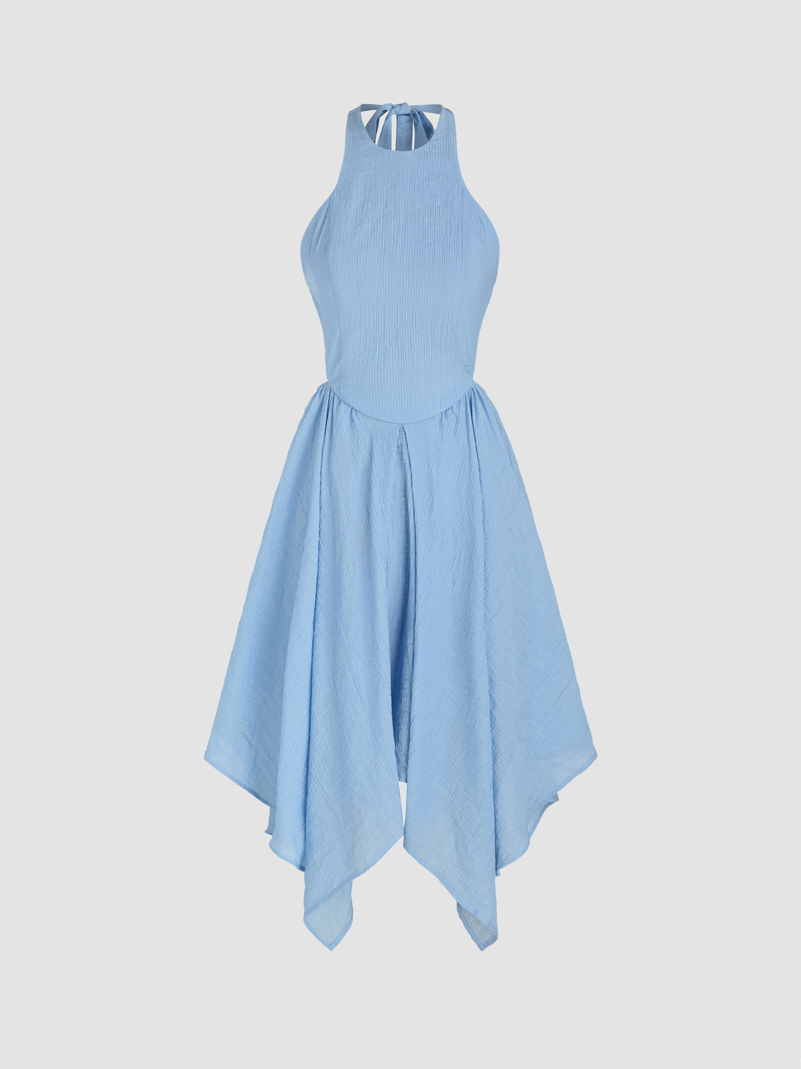 Solid Halter Backless Midi Dress - Cider