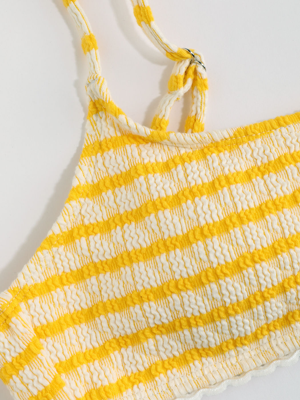 Knit Fabric Miami Sunset Vacation U-neckline Striped Texture Bikini ...