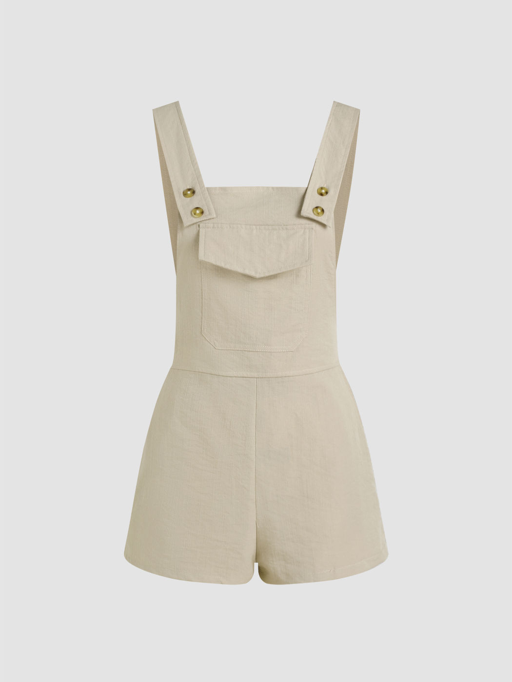 Square Neck Solid Pocket Romper - Cider