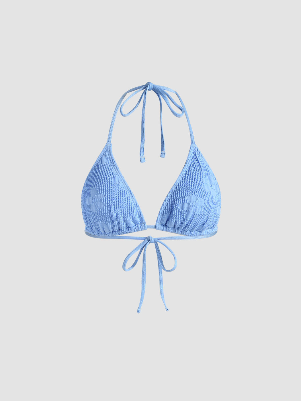 Halter Floral Embroidered Triangle Bikini Top For Vacation Swimming Pool Beach