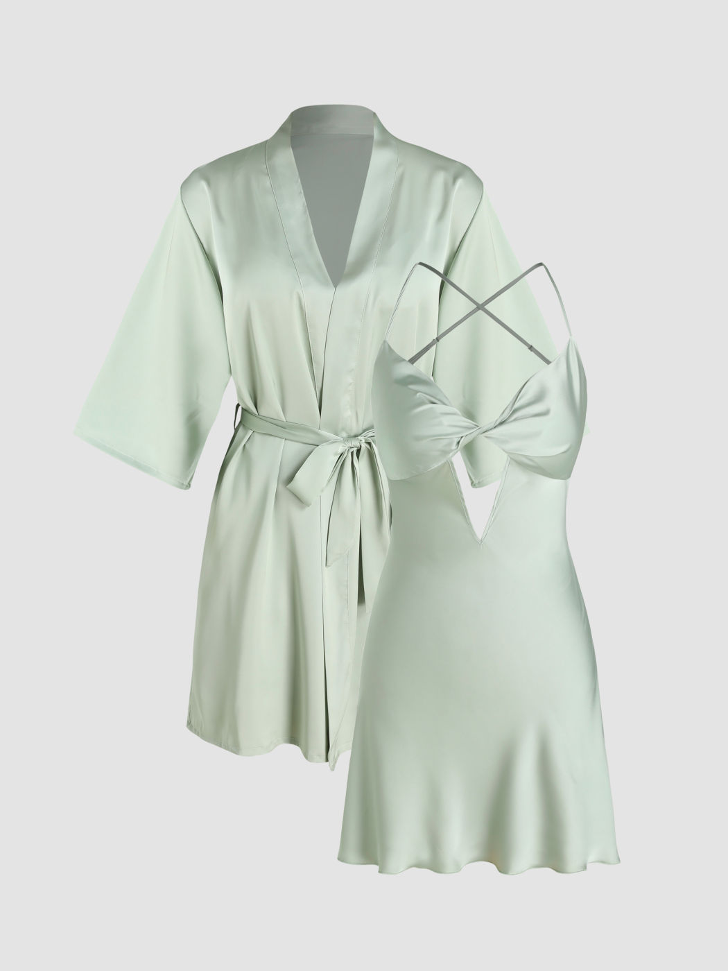 Satin Cowl Neck Criss Cross Backless Twist Cami Slip Nightdress ...