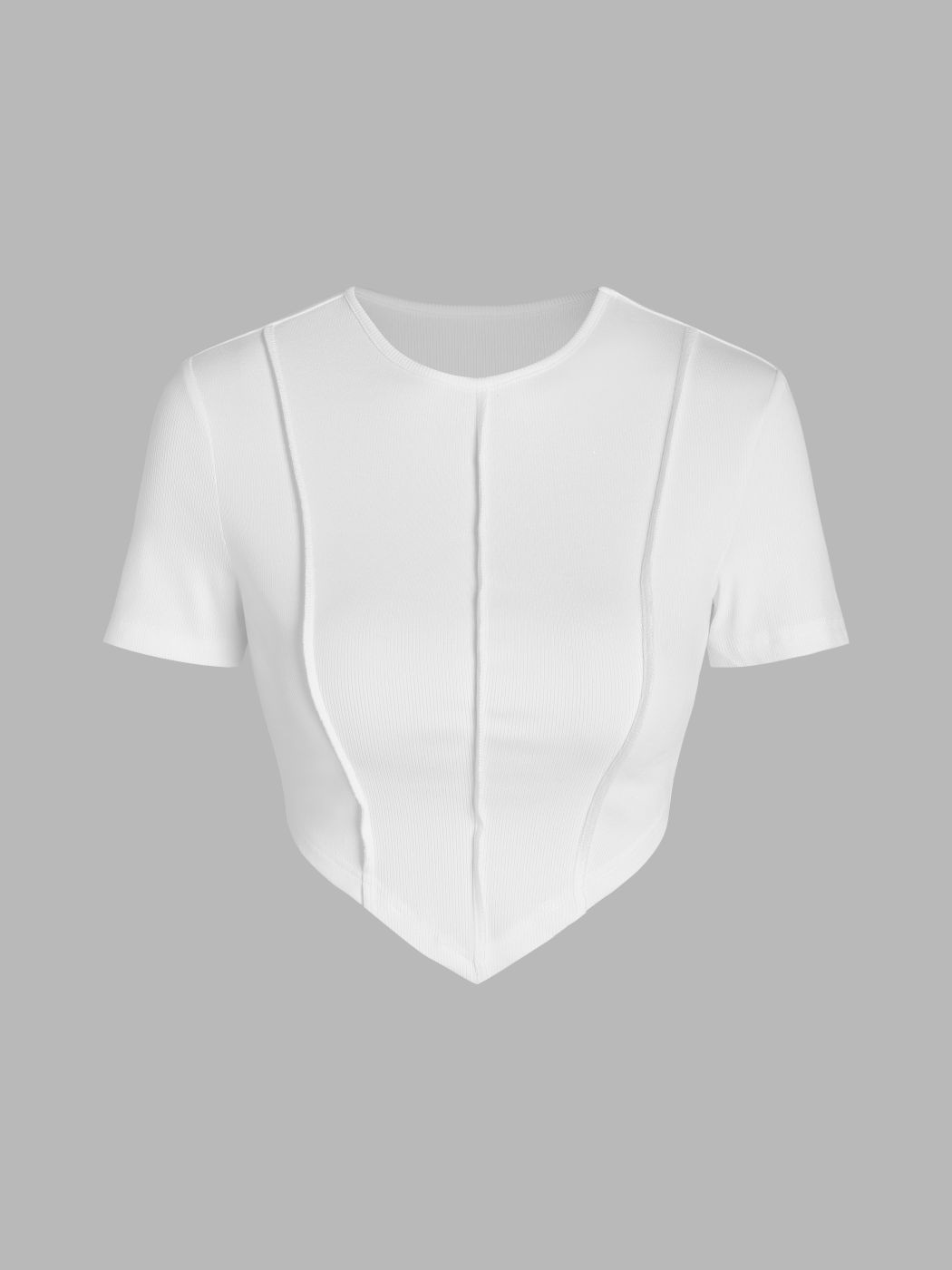 Solid Round Neckline Short Sleeve Crop Top - Cider