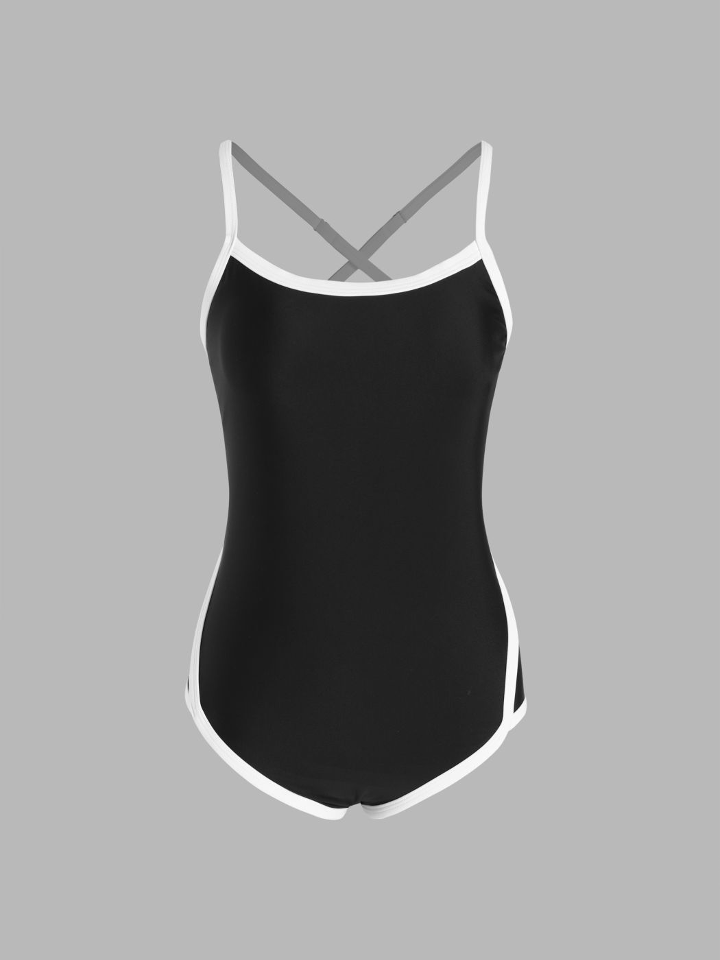 U Neckline Contrasting Binding Criss Cross One Piece Swimsuit For