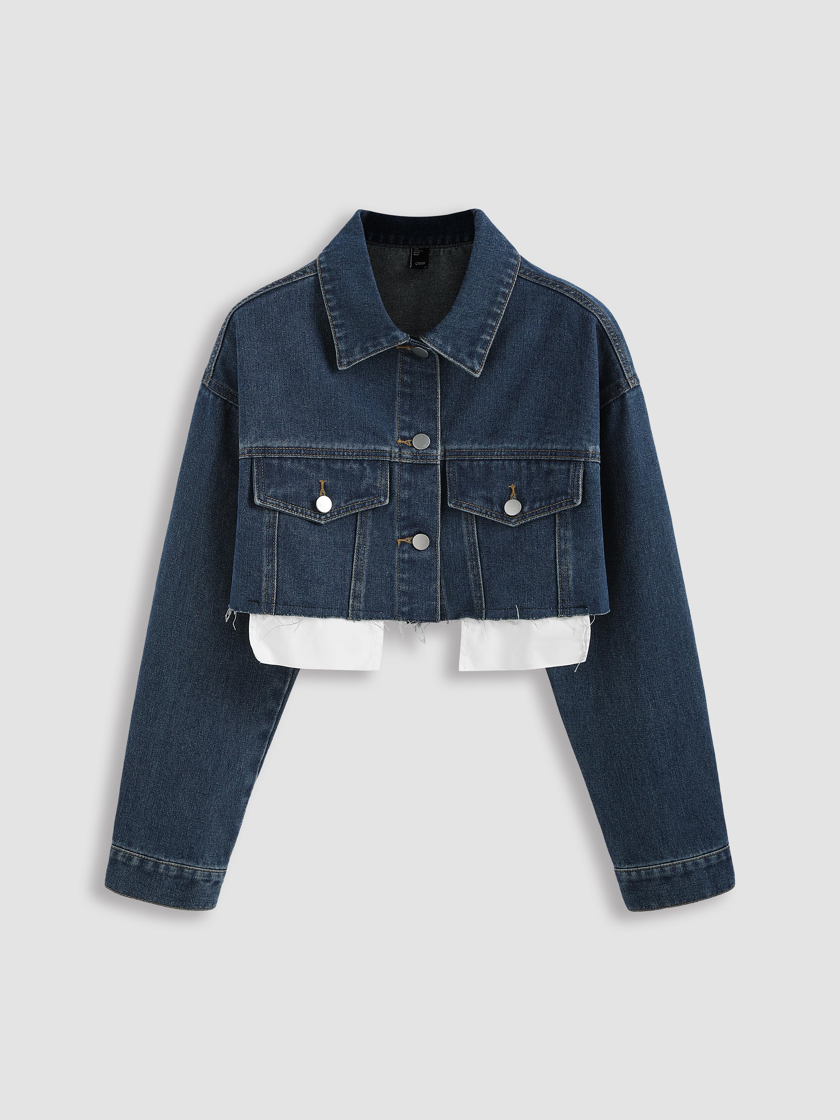 Denim Denim Collar Solid Button Outerwear For Daily Casual Picnic Outdoor