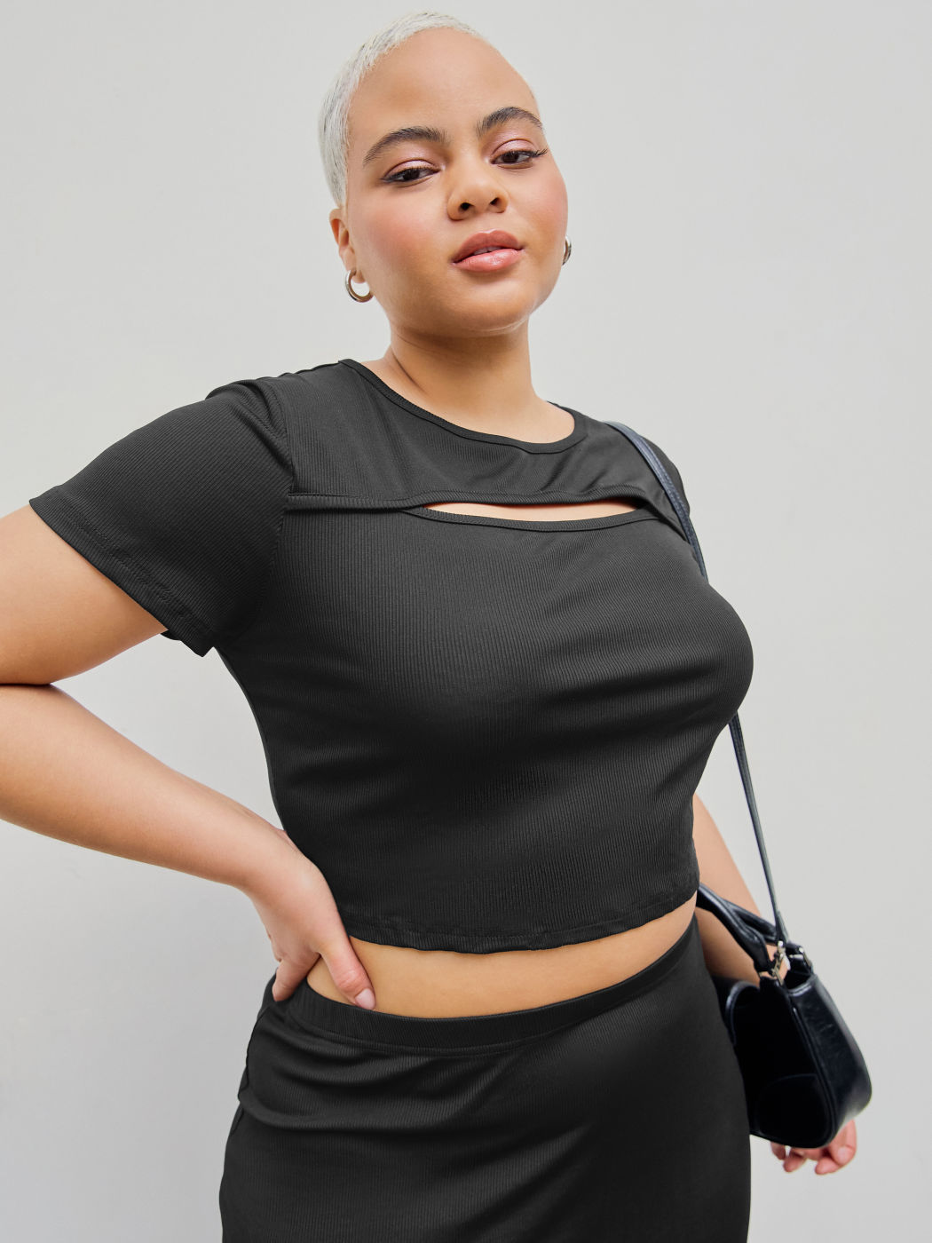 Cut Out Crop Tank Top Curve & Plus - Cider