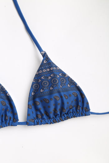 Halter Floral Pattern Triangle Bikini Set For Vacation Swimming Pool Beach