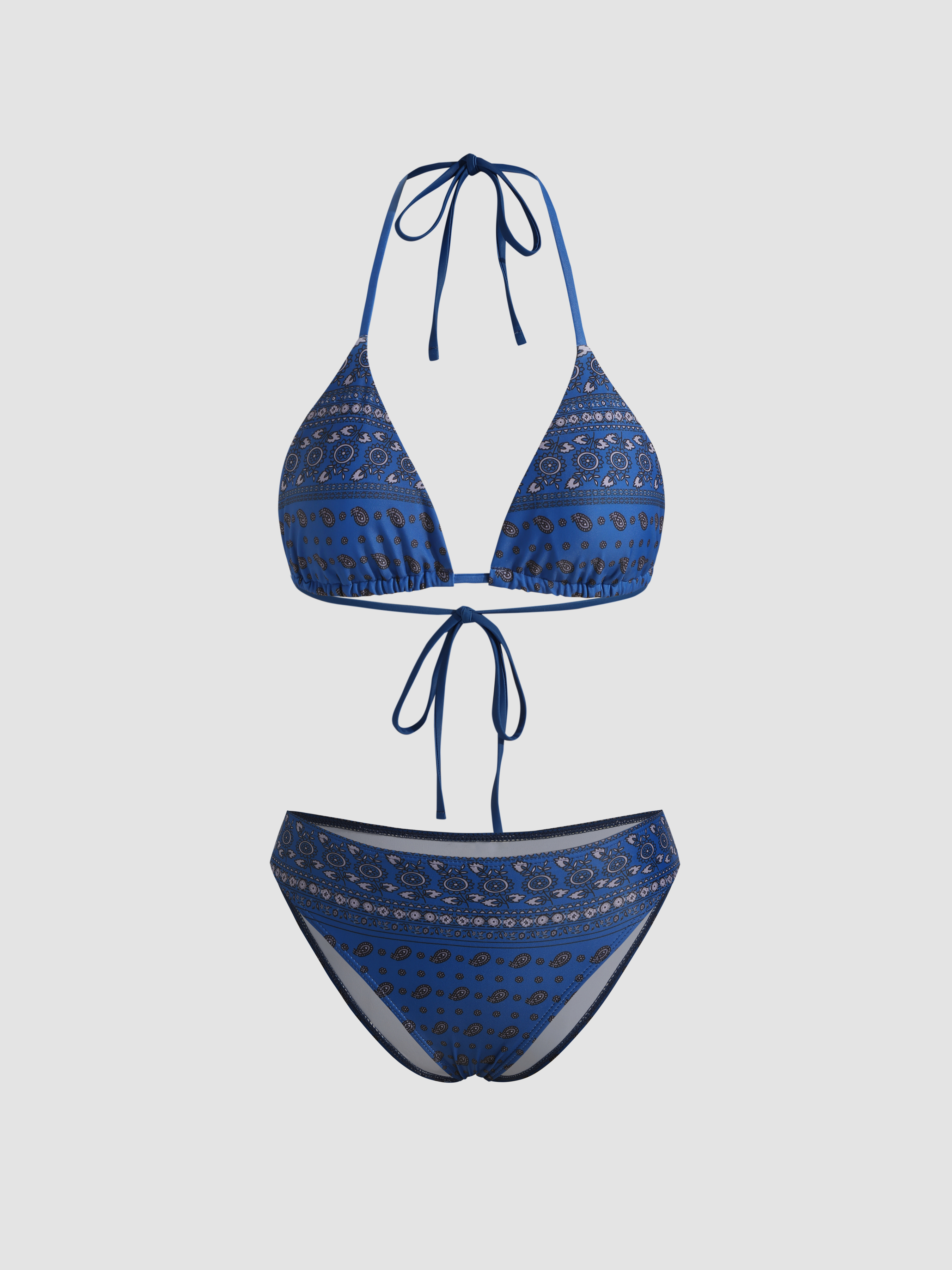 Halter Floral Pattern Triangle Bikini Set For Vacation Swimming Pool Beach