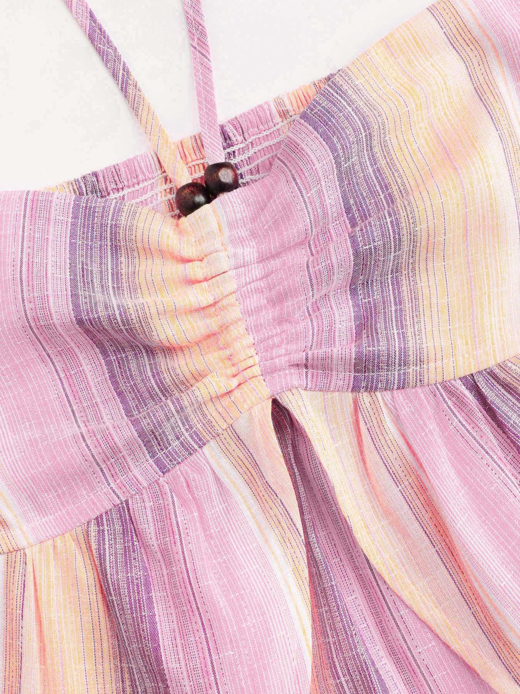 Halter Striped Drawstring Beaded Crop Top For Date Picnic Vacation Holiday