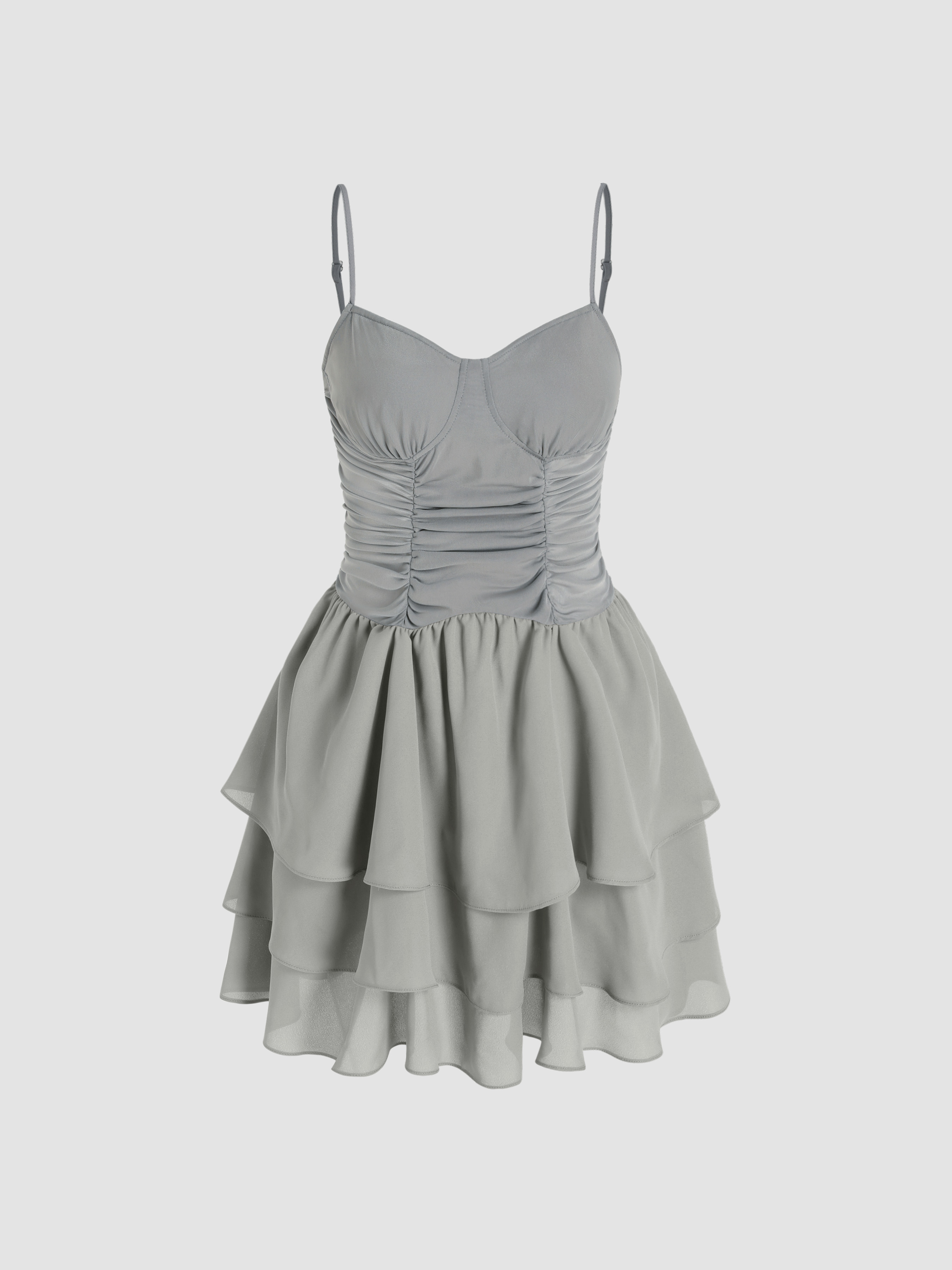 Chiffon Chiffon Sweetheart Corset Layered Cami Mini Dress For Date