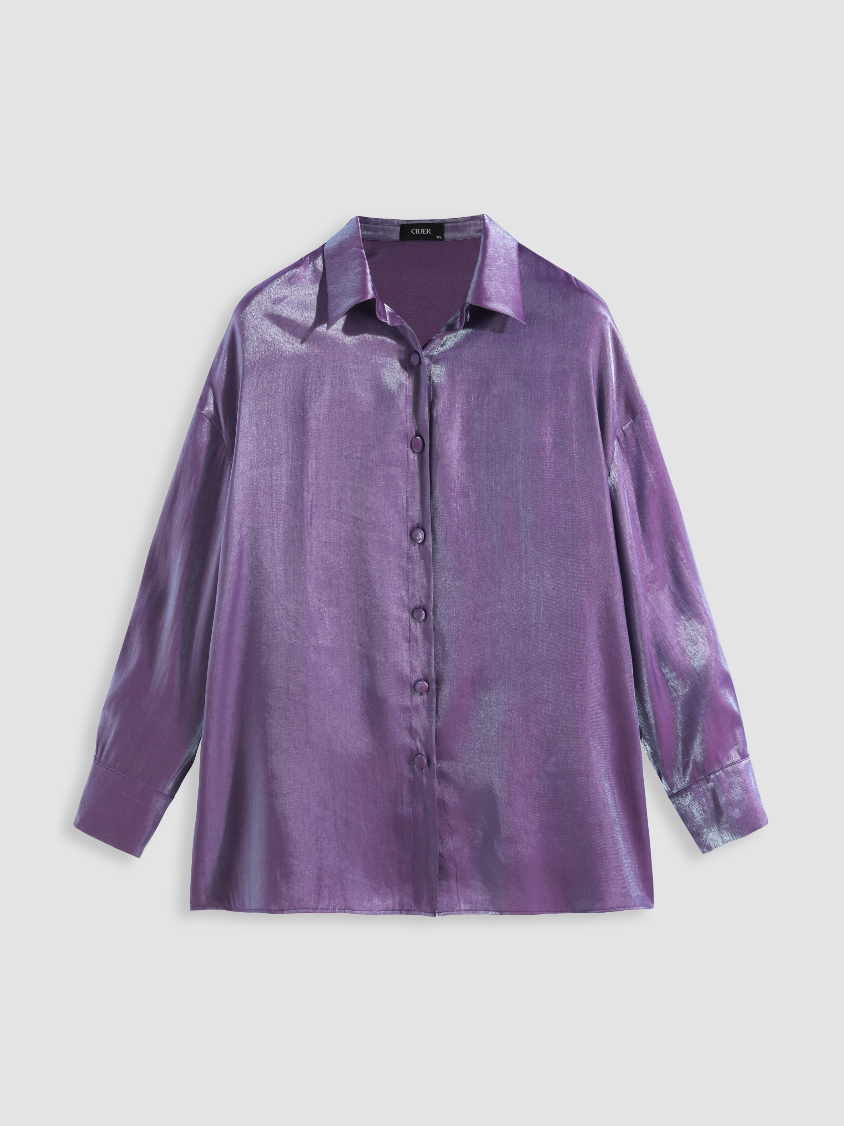 Hoco Dress Homecoming Metallic Button Up Long Sleeve Blouse Curve & Plus For Exhibition