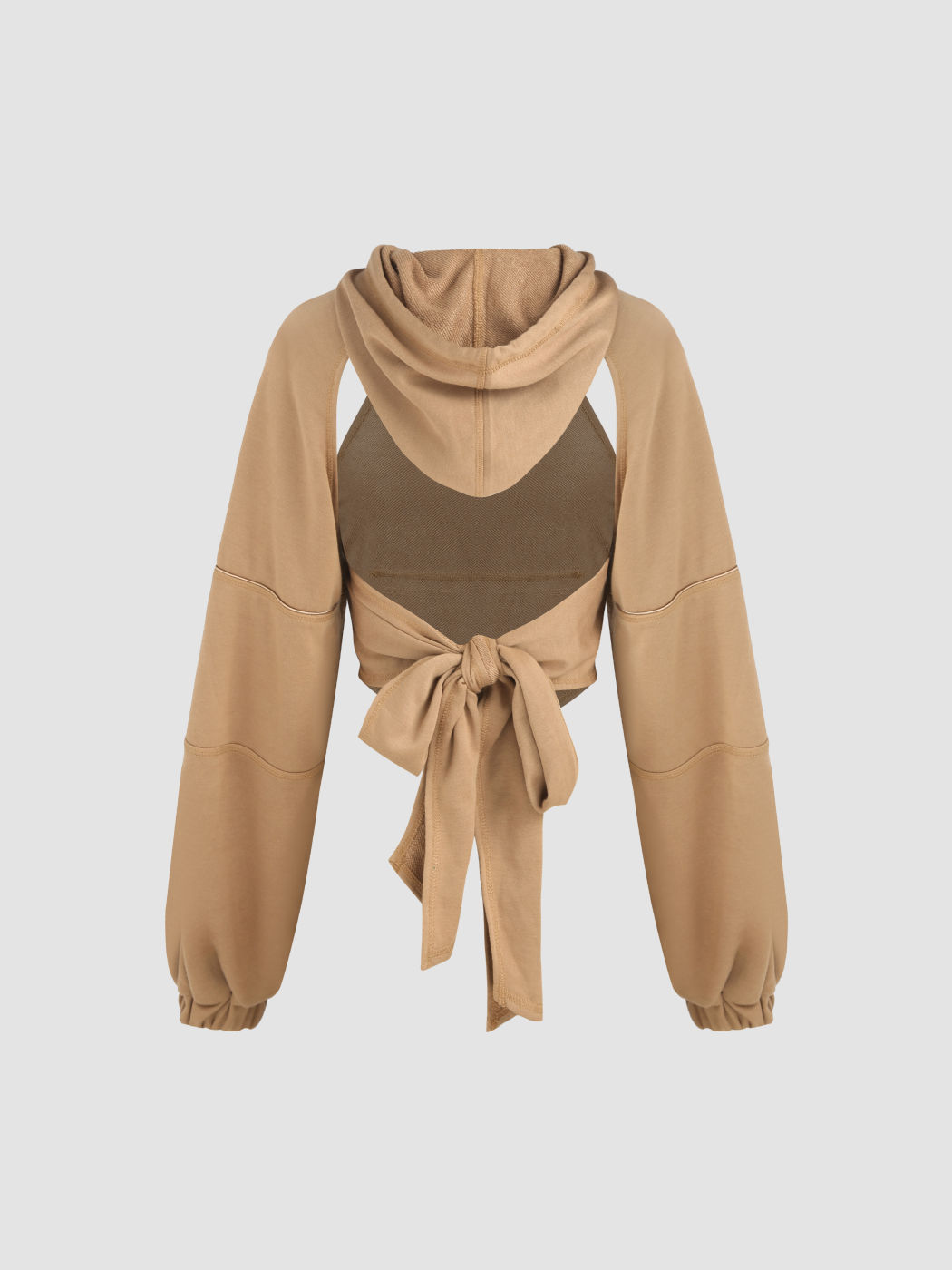 Terry Terry Solid Tie Back Cut Out Drawstring Hoodie For Music Festival/Live House