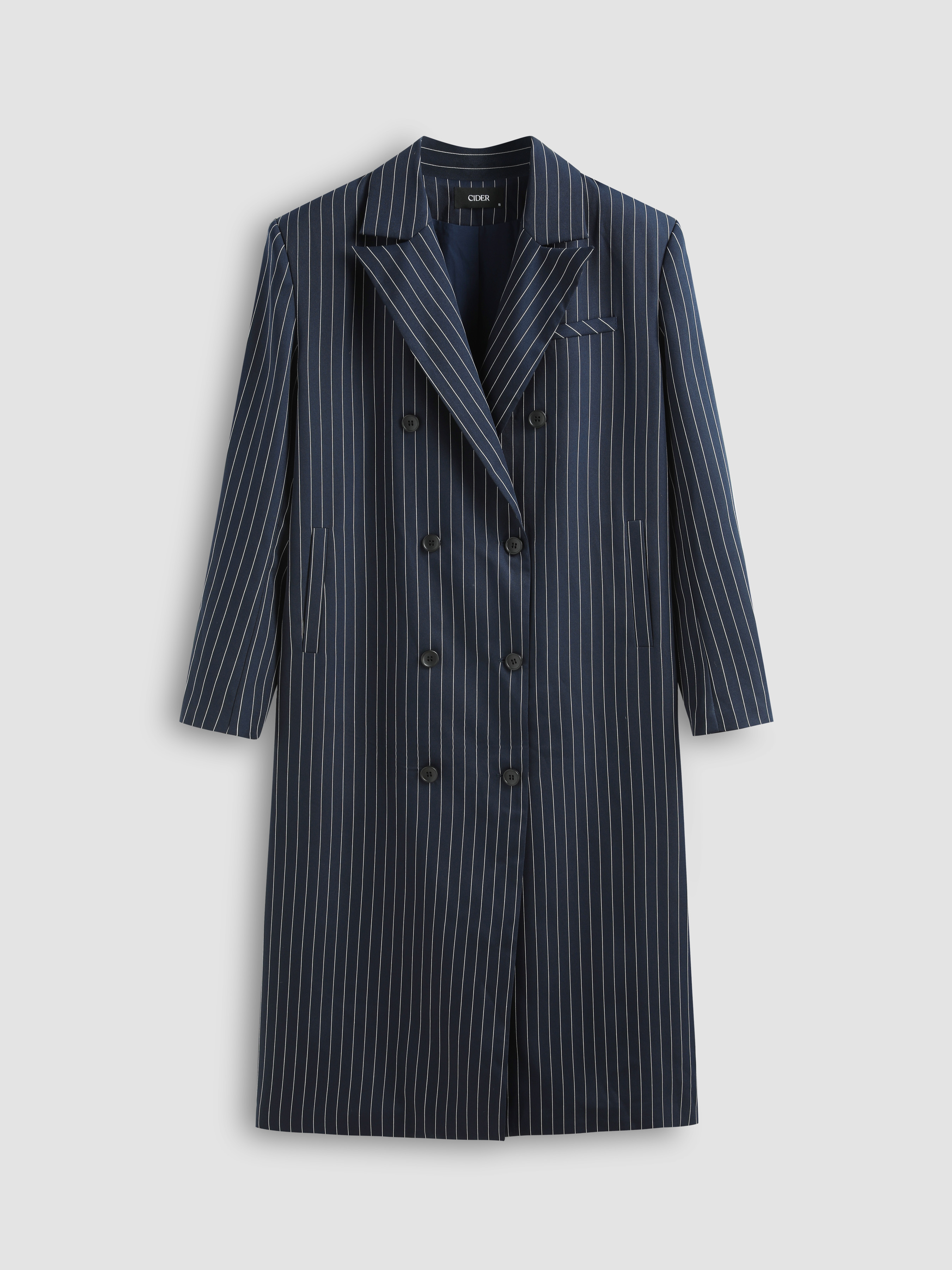 Collar Striped Button Coat - Cider