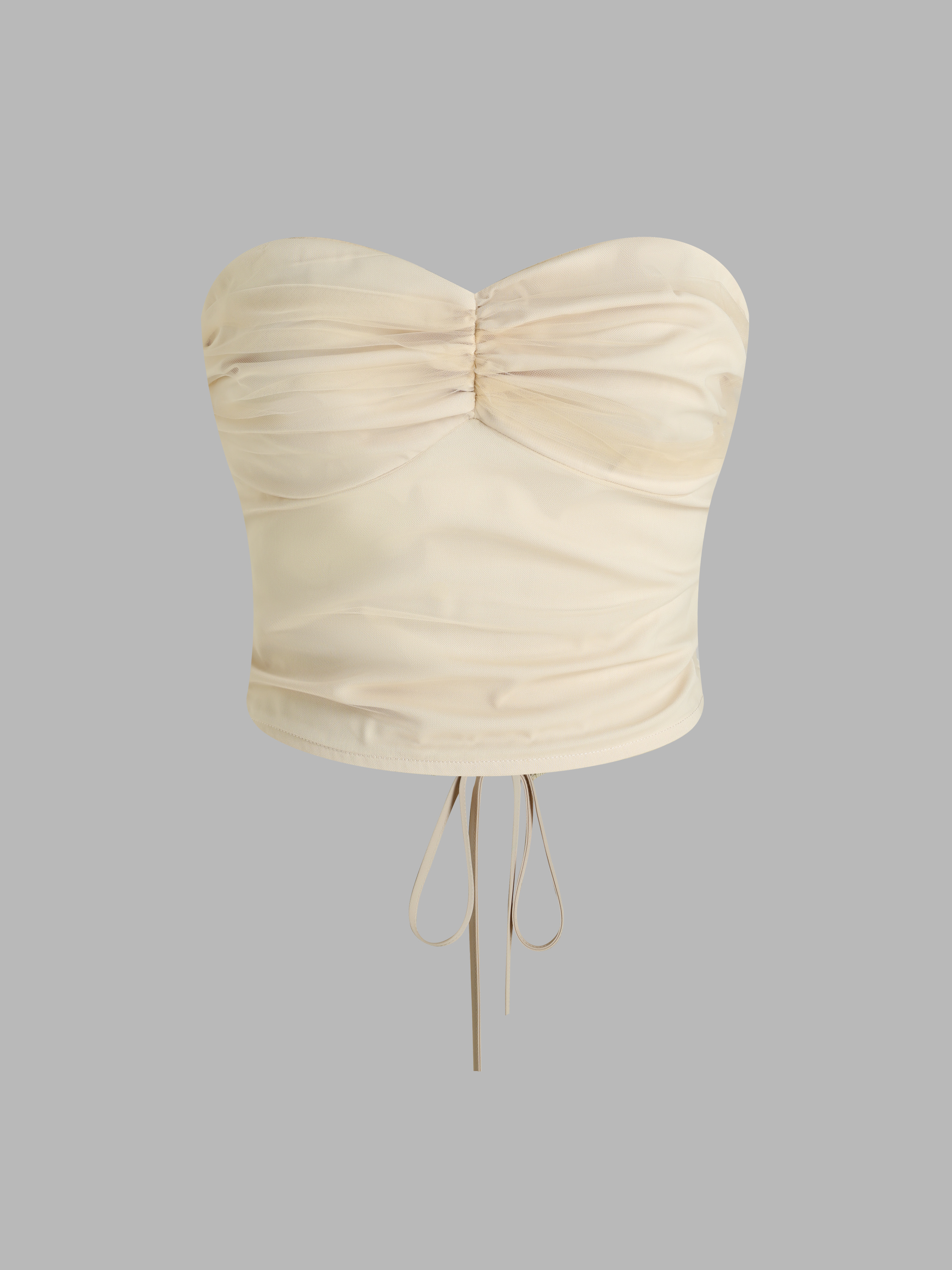 Ruched Sweetheart Neck Lace Up Crop Tube Top For Daily Casual Music ...