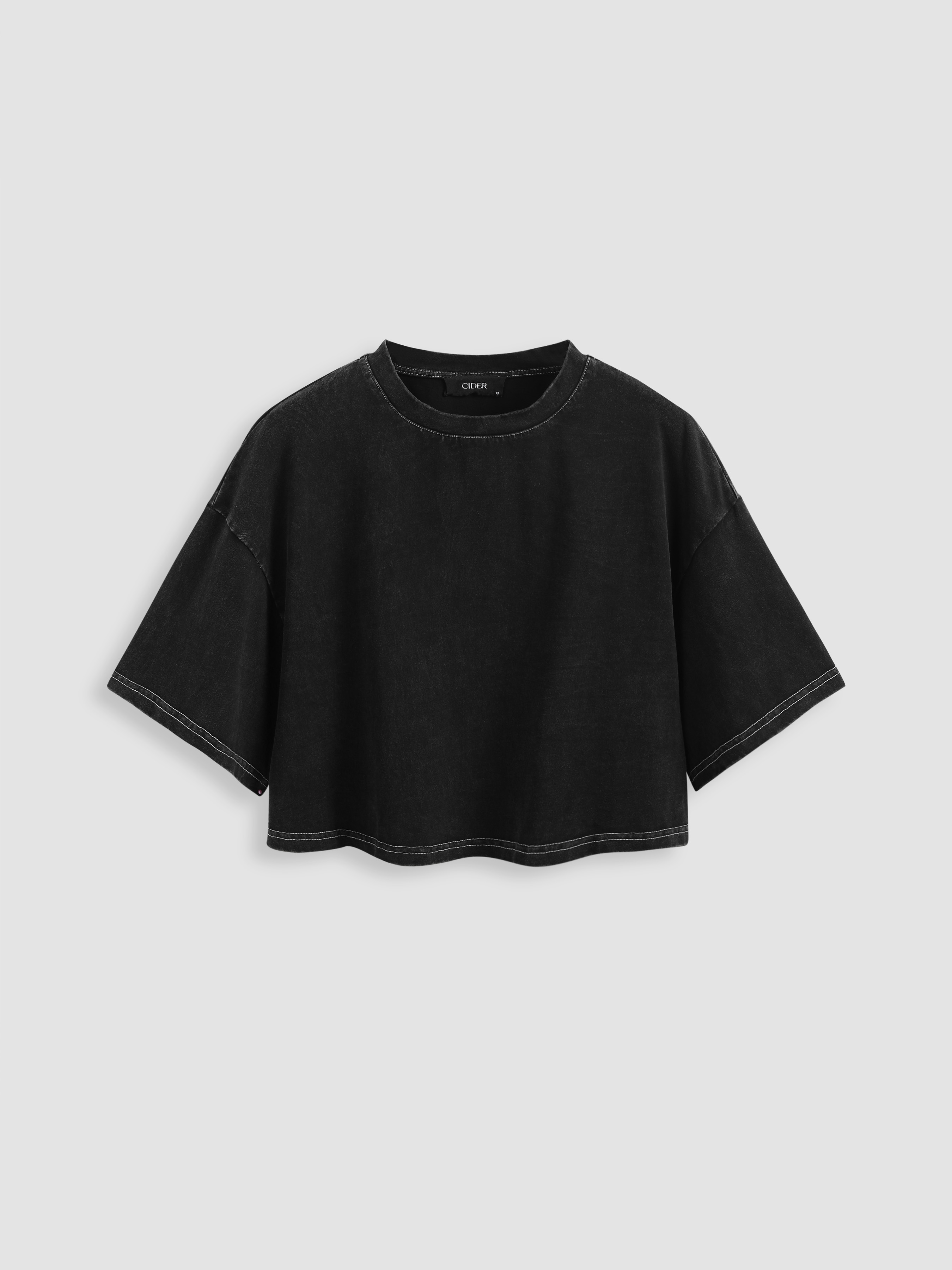 Solid Round Neckline Short Sleeve Tee - Cider